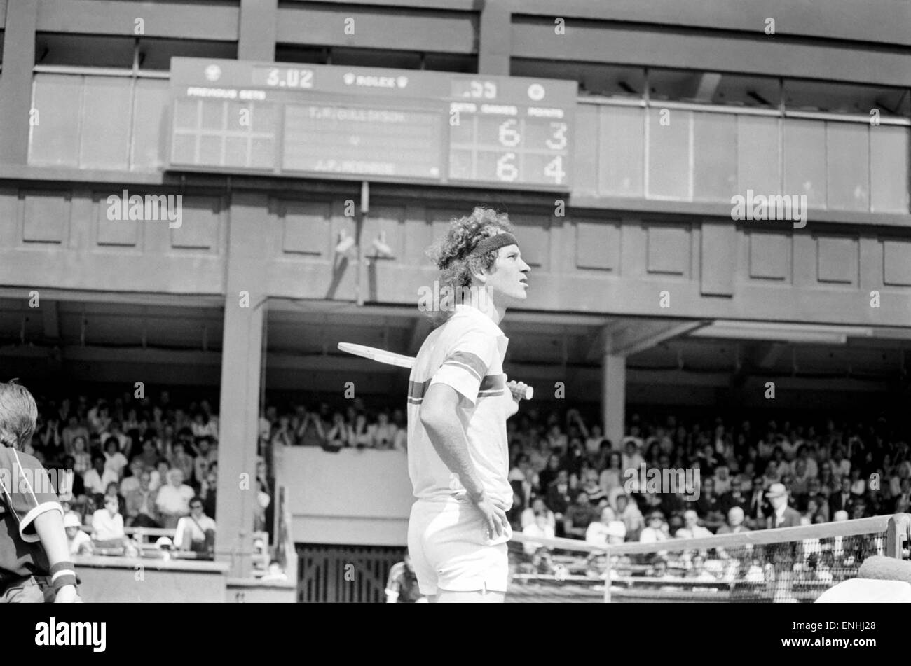 1980er jahre sport tennis wimbledon action john mcenroe v tom gullikson ...