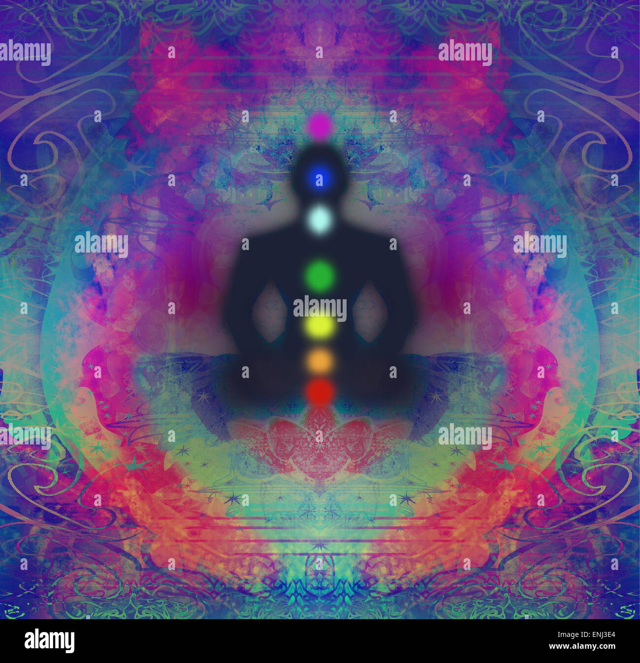 Yoga mann lotus pose padmasana chakra punkte -Fotos und -Bildmaterial ...