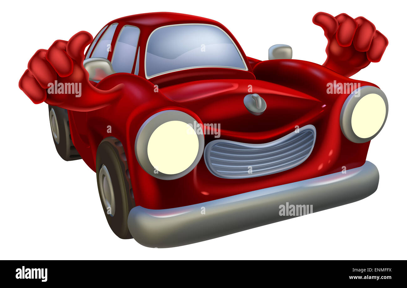 Roten Oldtimer-Comicfigur geben einen Daumen nach oben Stockfotografie ...