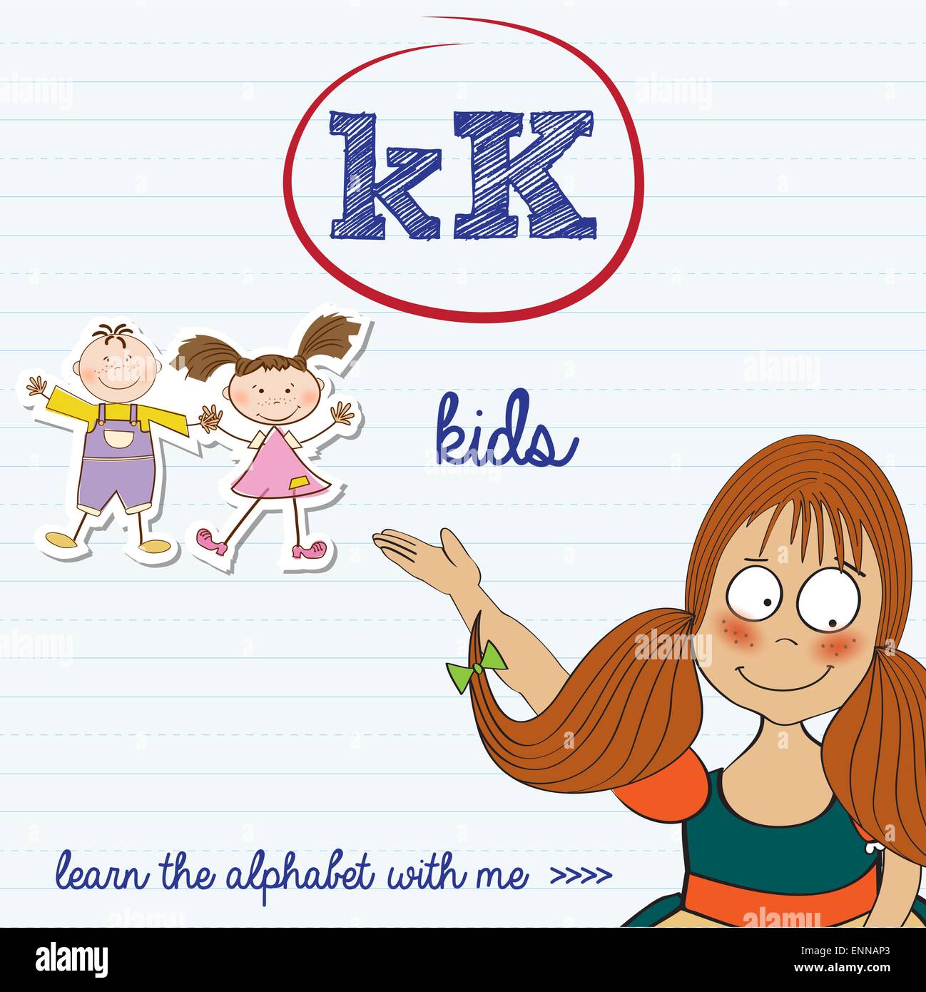 Alphabet Arbeitsblatt der Buchstabe k Stock-Vektorgrafik - Alamy