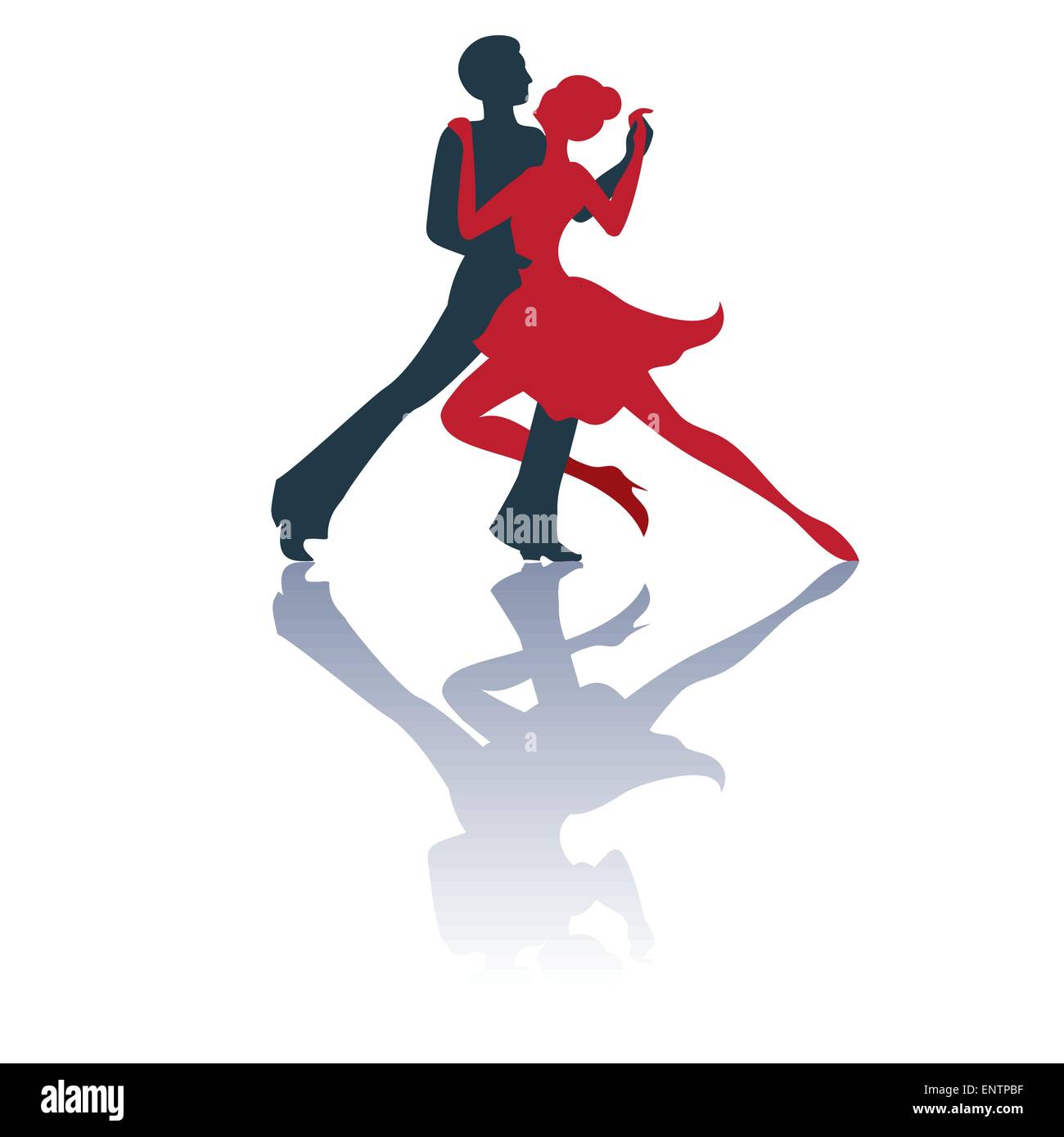 Illustration des Tango-Tänzer koppeln Silhouetten mit einem Schatten ...