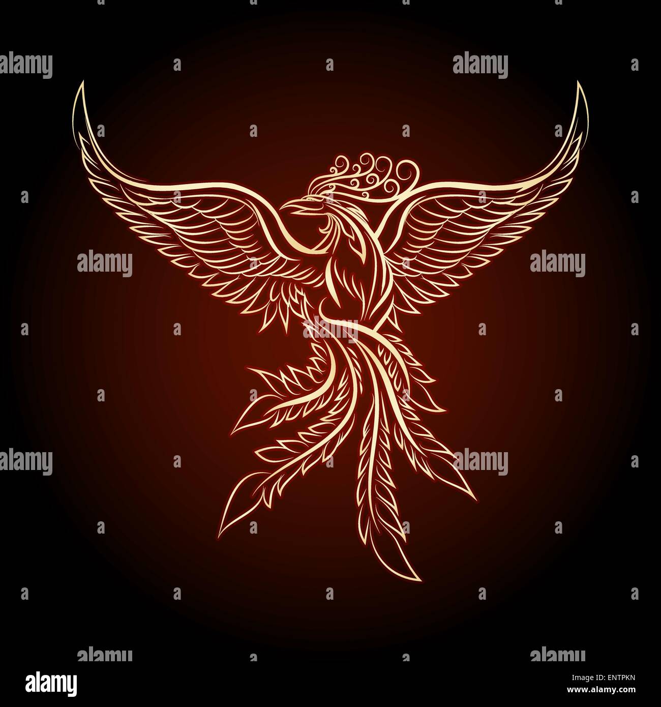 Phoenix-Emblem im Tattoo-Stil gezeichnet Stock-Vektorgrafik - Alamy