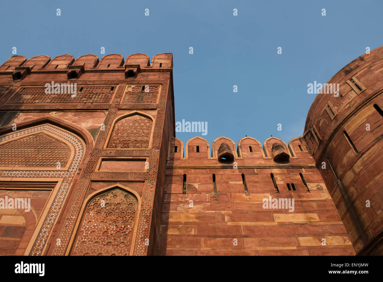 Indien, Agra. Das Rote Fort von Agra. Dieser Sandstein Festung war ...