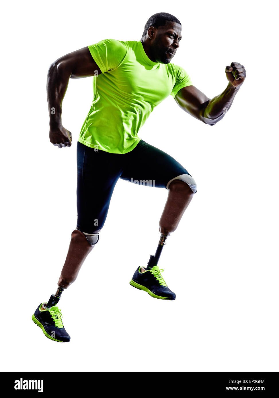 ein muskulöser behinderten Mann mit Beinen Prothese Silhouette auf ...