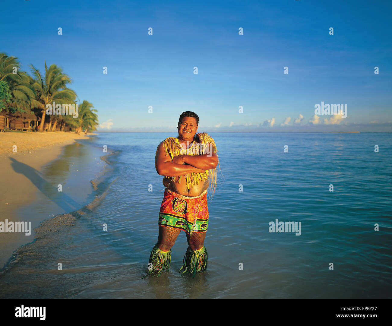 Am Strand von Tanu begrüßen Samoan; Insel Savaii, Samoa Stockfotografie ...