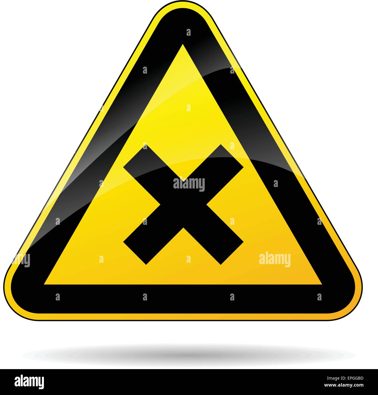 Illustration der dreieckige Warnschild mit Kreuz Stock-Vektorgrafik - Alamy