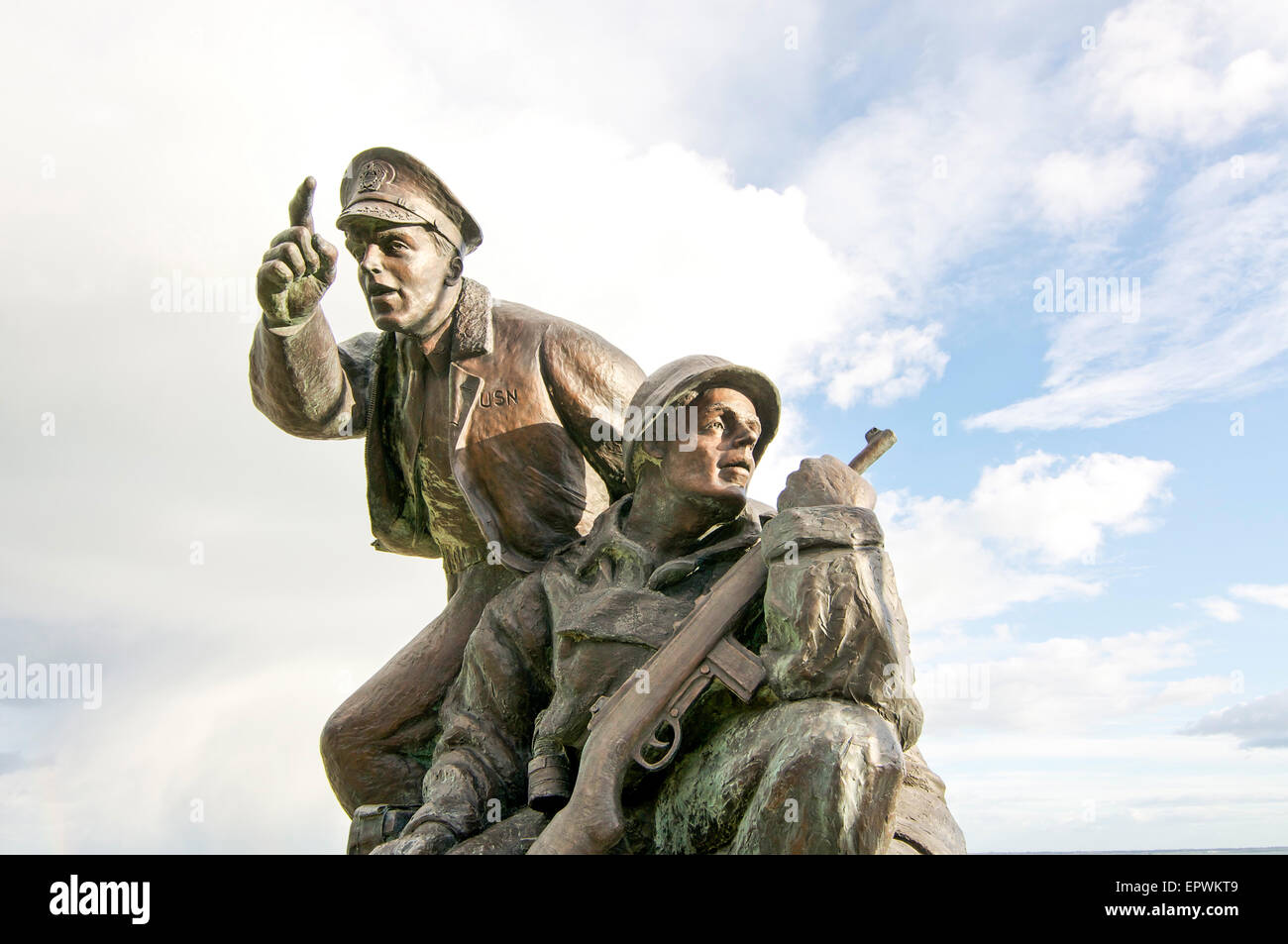 US Marine-Denkmal mit Blick aufs Meer am Utah Beach in der Normandie ...
