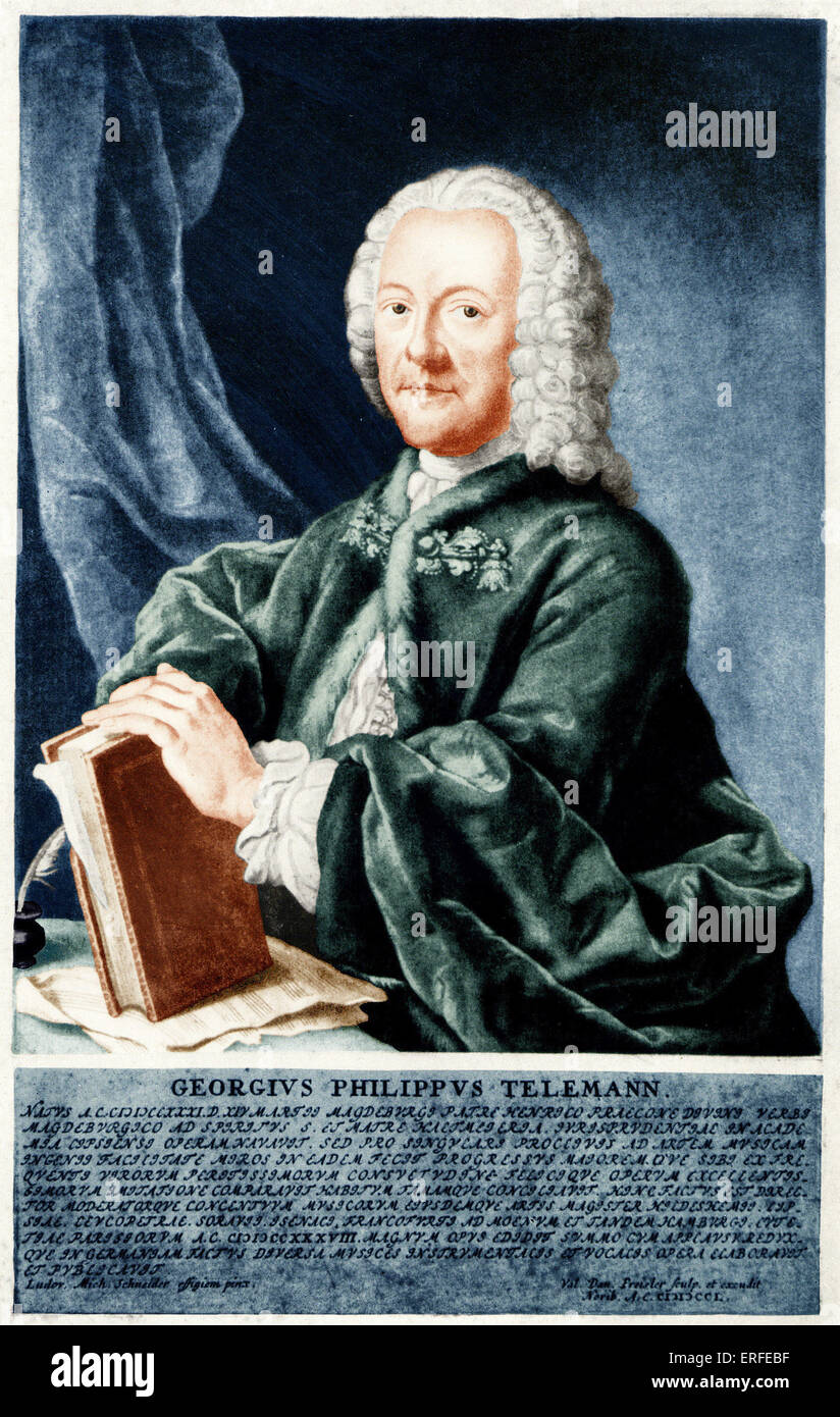 Georg Philipp Telemann Deutsch Komponist, 1681-1767. FARBIGE VERSION ...