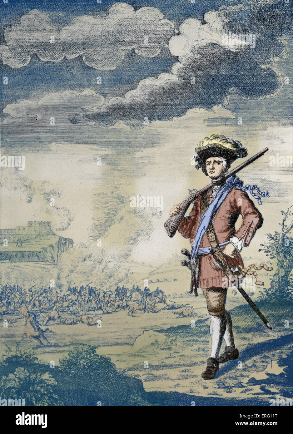 "Sir Henry Morgan, der Buccaneer vor Panama" Gravur. Im Hintergrund ...