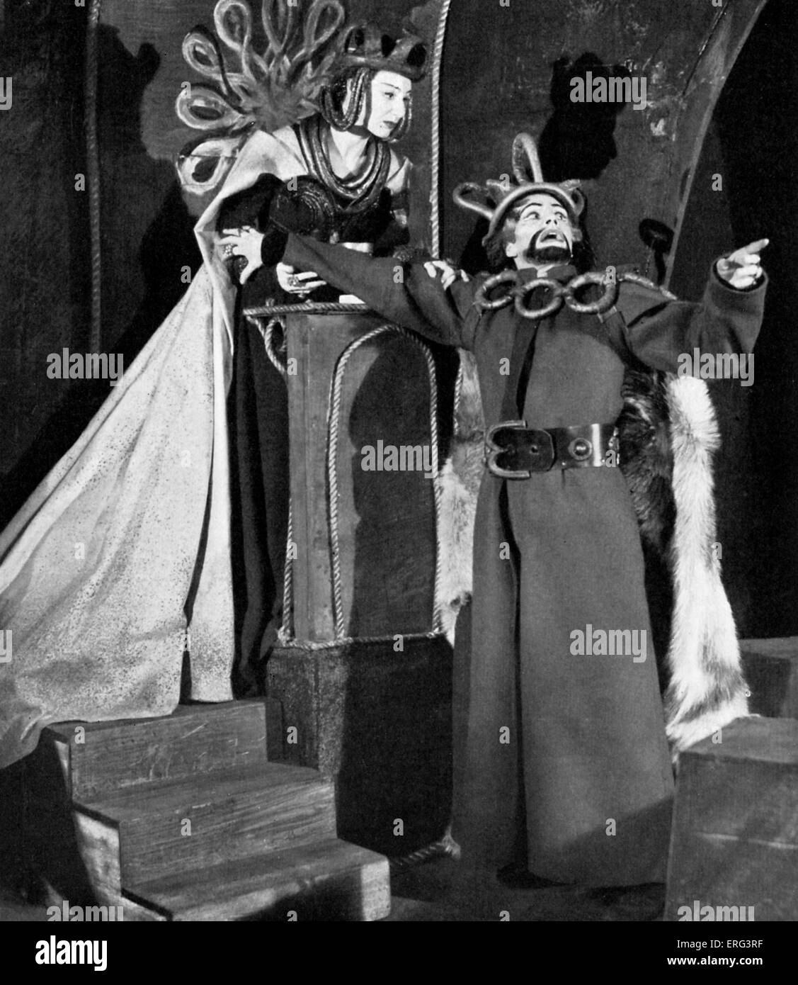 Laurence Olivier als Macbeth mit Judith Anderson als Lady Macbeth in ...