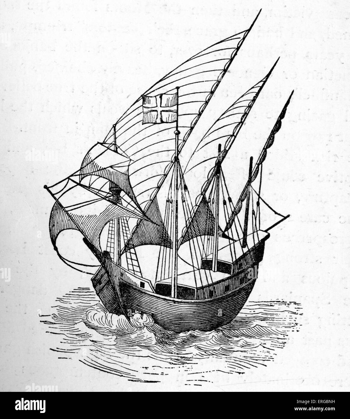 Karavelle des 15. Jahrhunderts. Schiff von Piraten verwendet. (Jurien ...