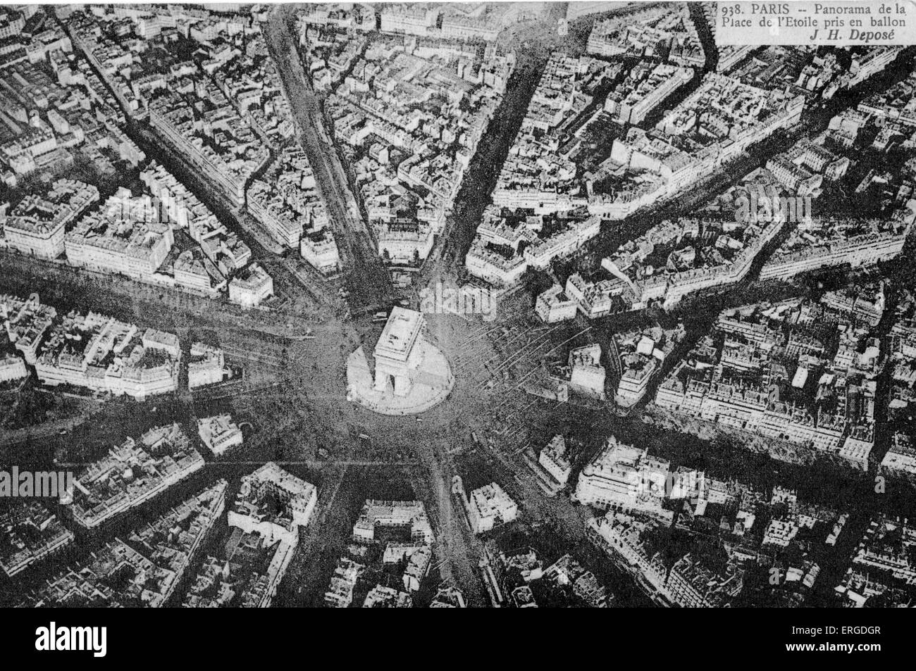 Platzieren Sie de l ' Etoile, Paris, um 1900. Panoramablick vom Ballon ...