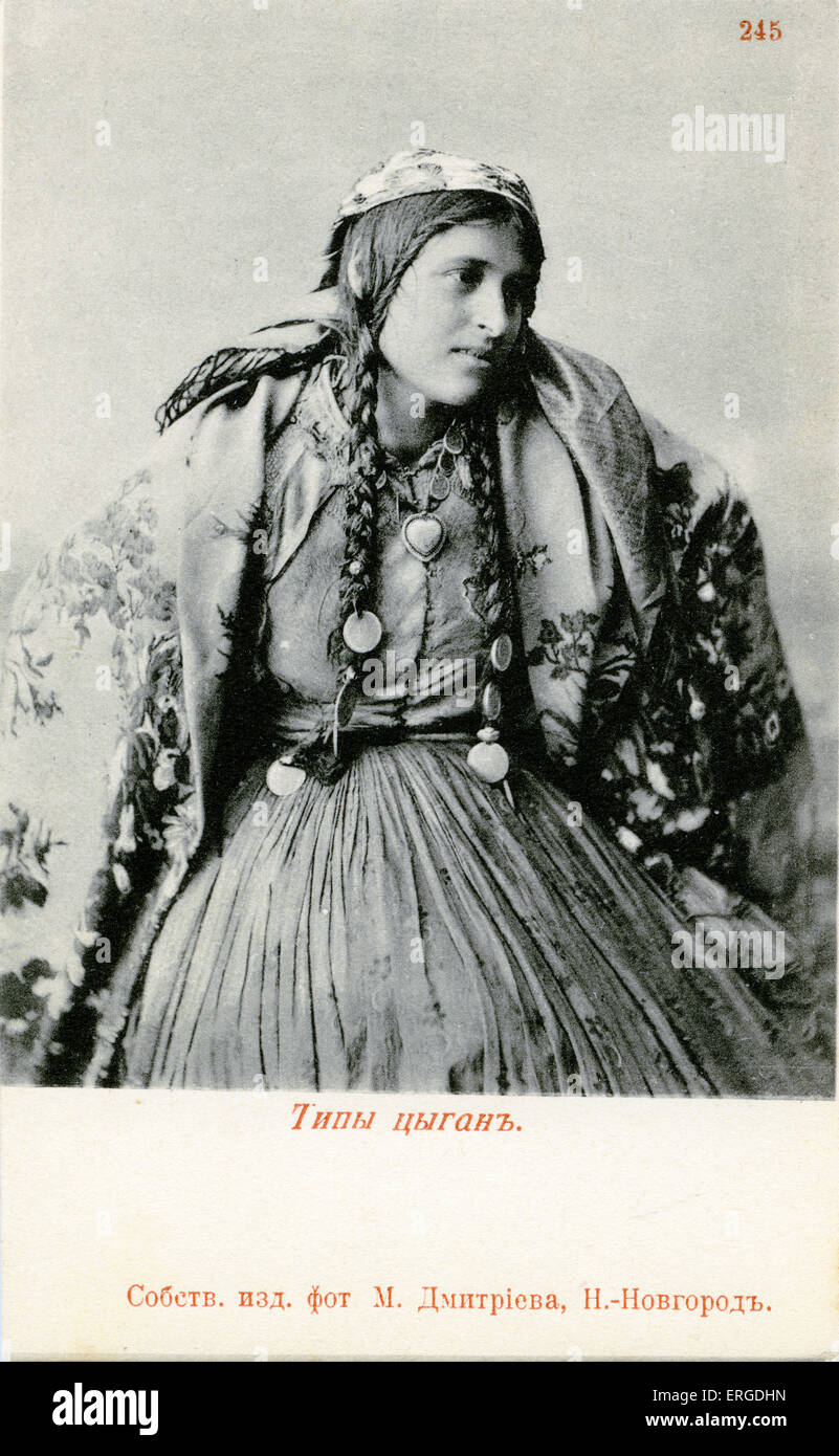 Russischen Zigeuner. Bildunterschrift lautet: "Typen der Zigeuner ...