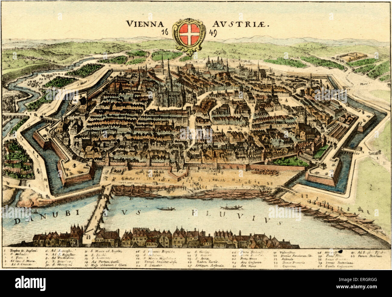 1649, Wien mit Gräben, bevor sie leer waren und Bastionen vor die ...