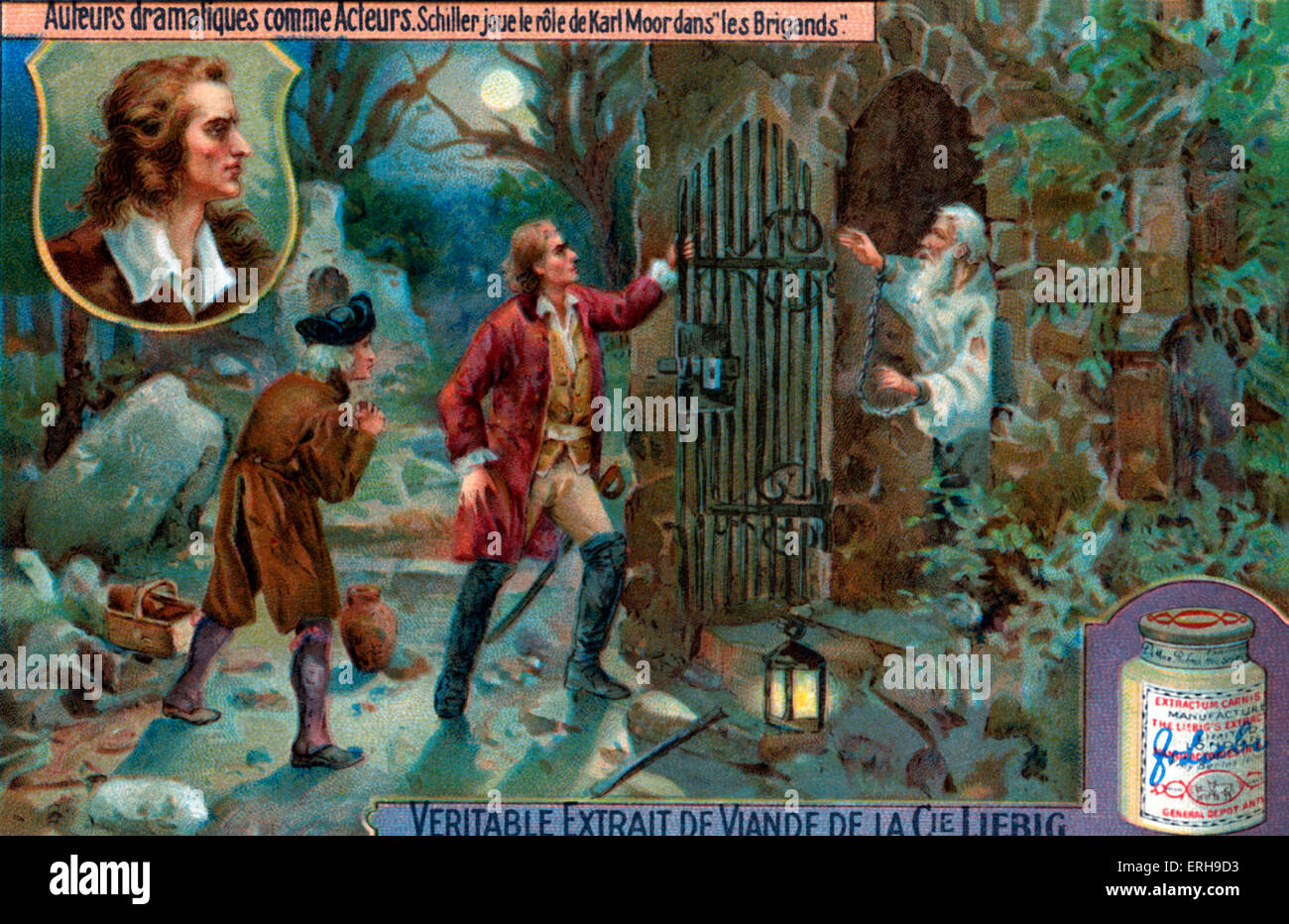 Schiller als Karl Moor in die Räuber (Die Räuber). Illustration von ...