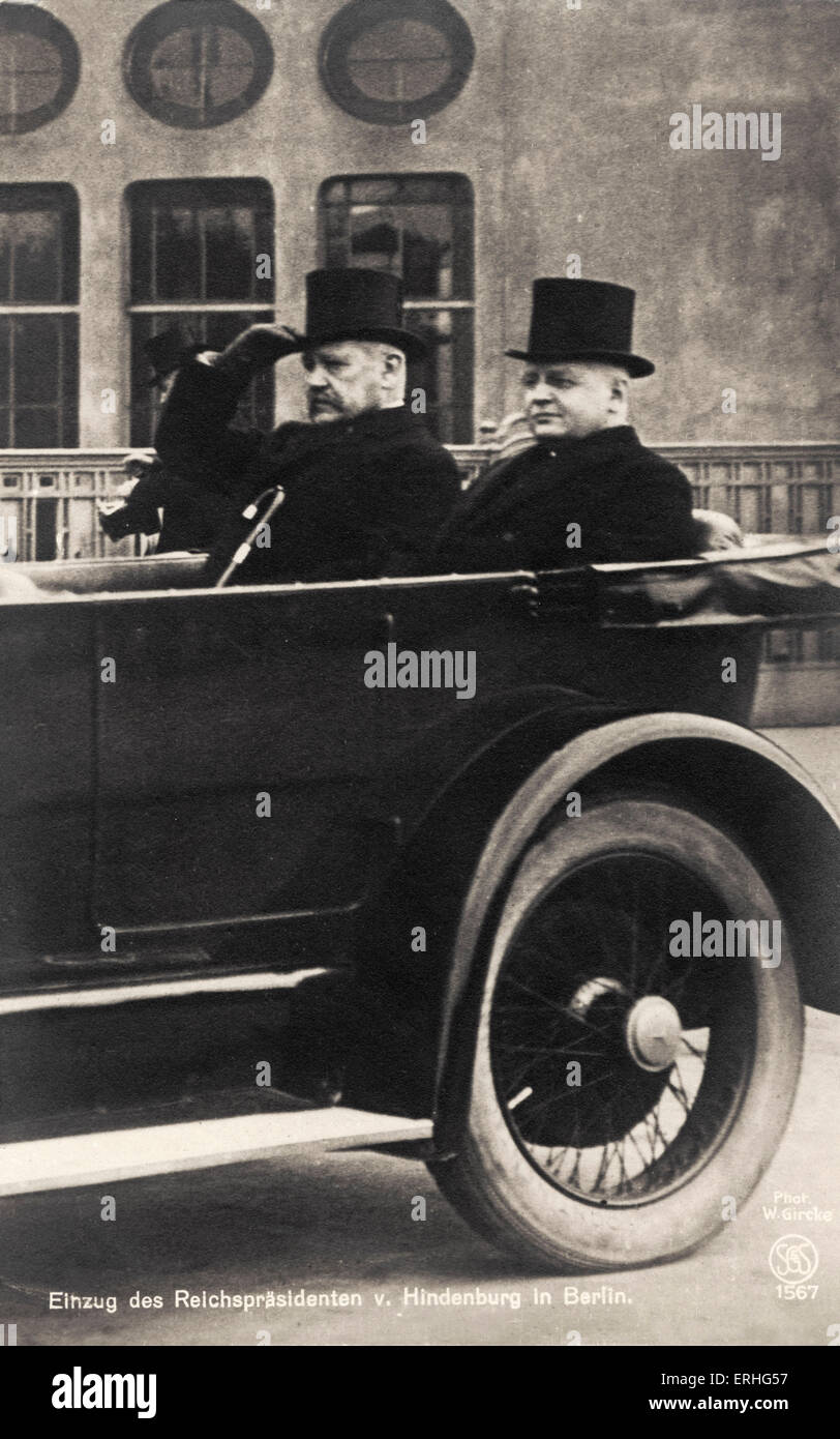 Paul von Hindenburg (Präsident) in Berlin. Deutscher General und ...