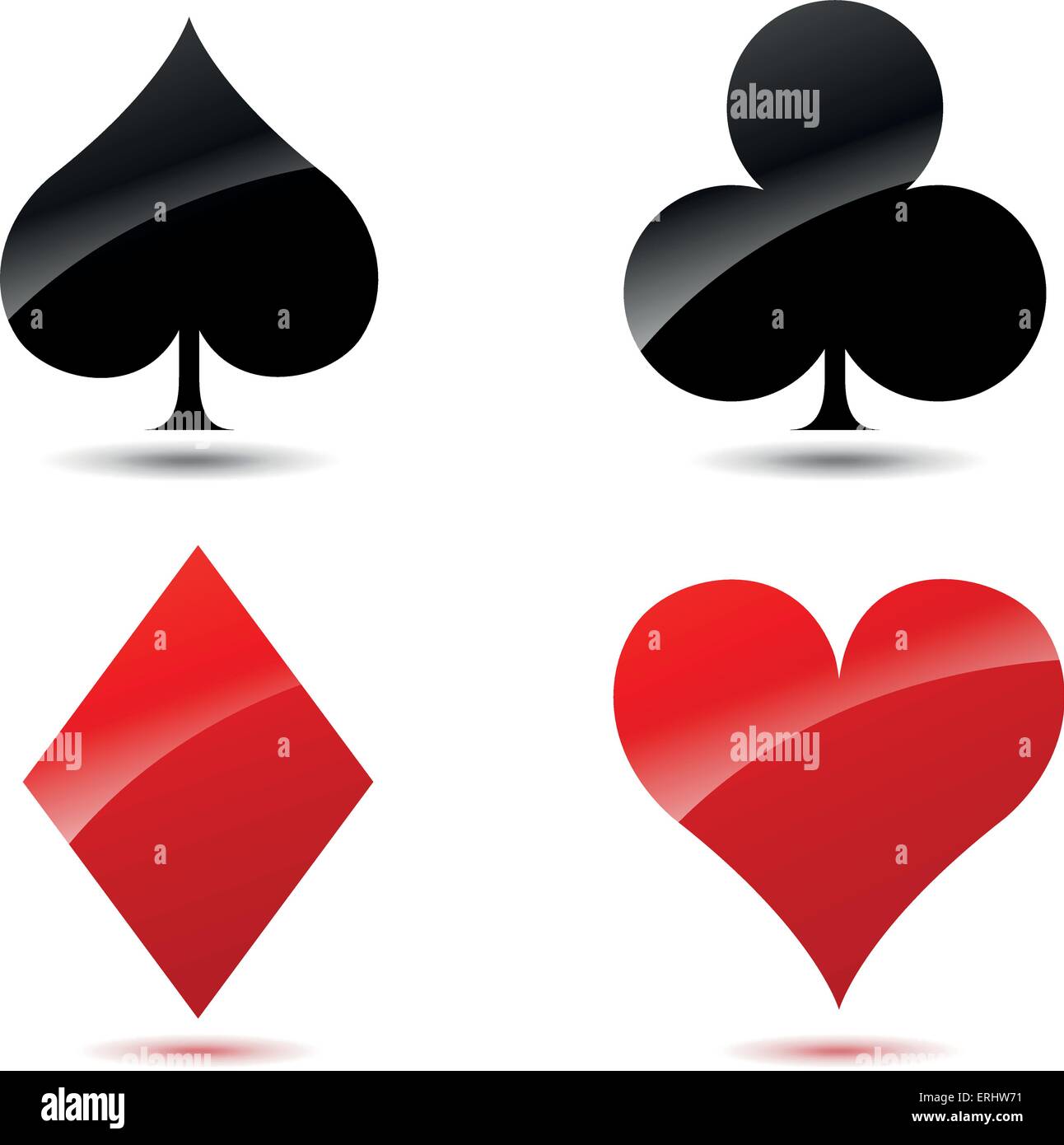 Vektor-Illustration von Spielkarten Icons auf weißem Hintergrund Stock ...