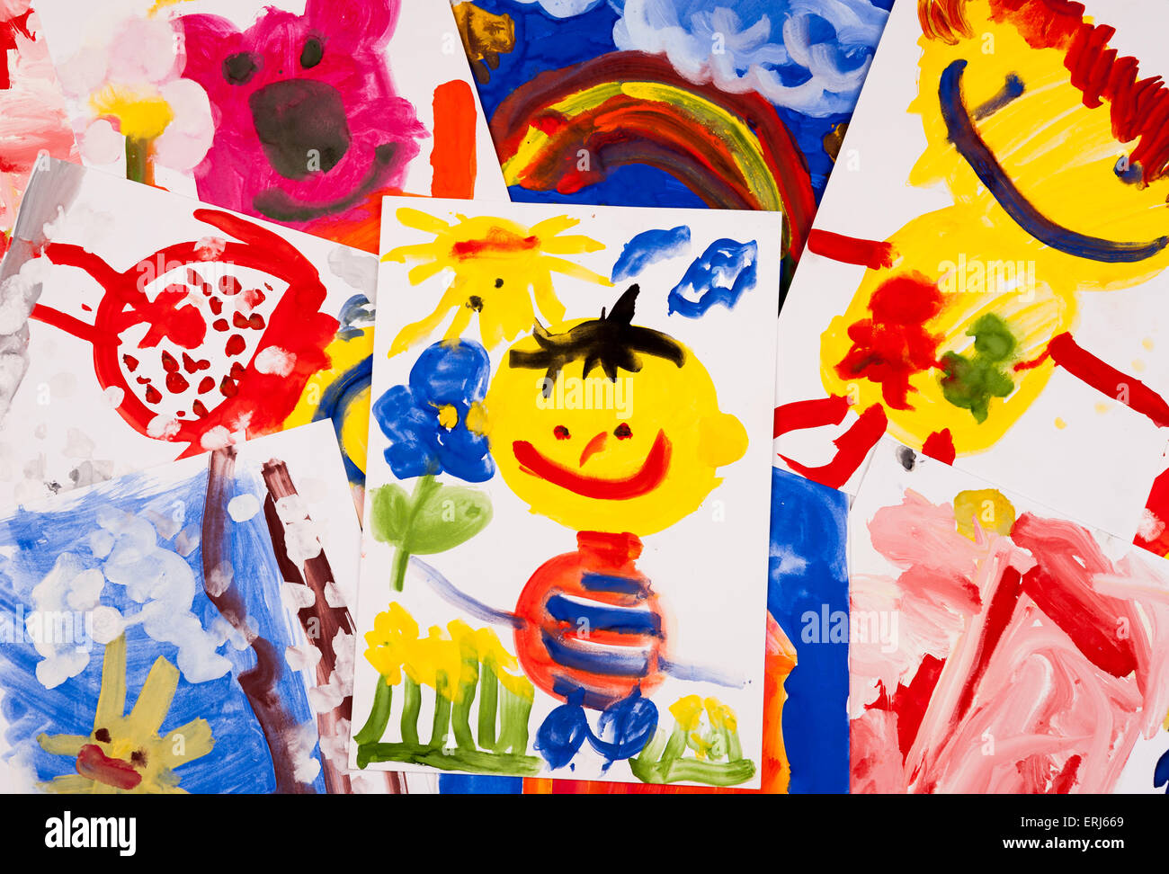Collage von Kinderzeichnungen Stockfotografie - Alamy