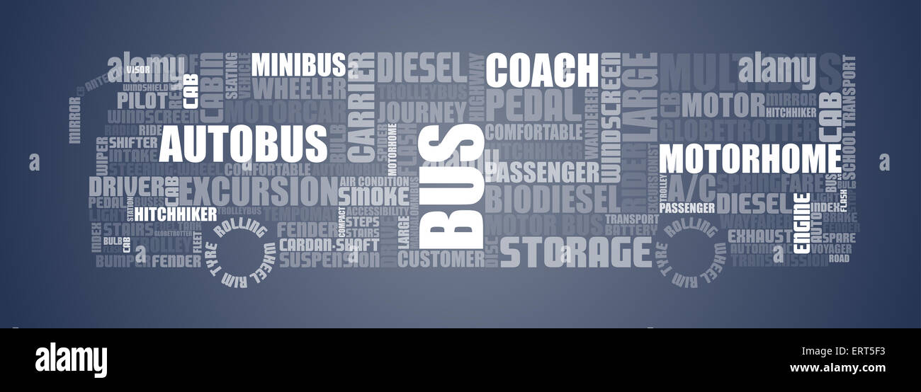 Texte, die so geformt, dass der Bus voller Text im Zusammenhang mit ...