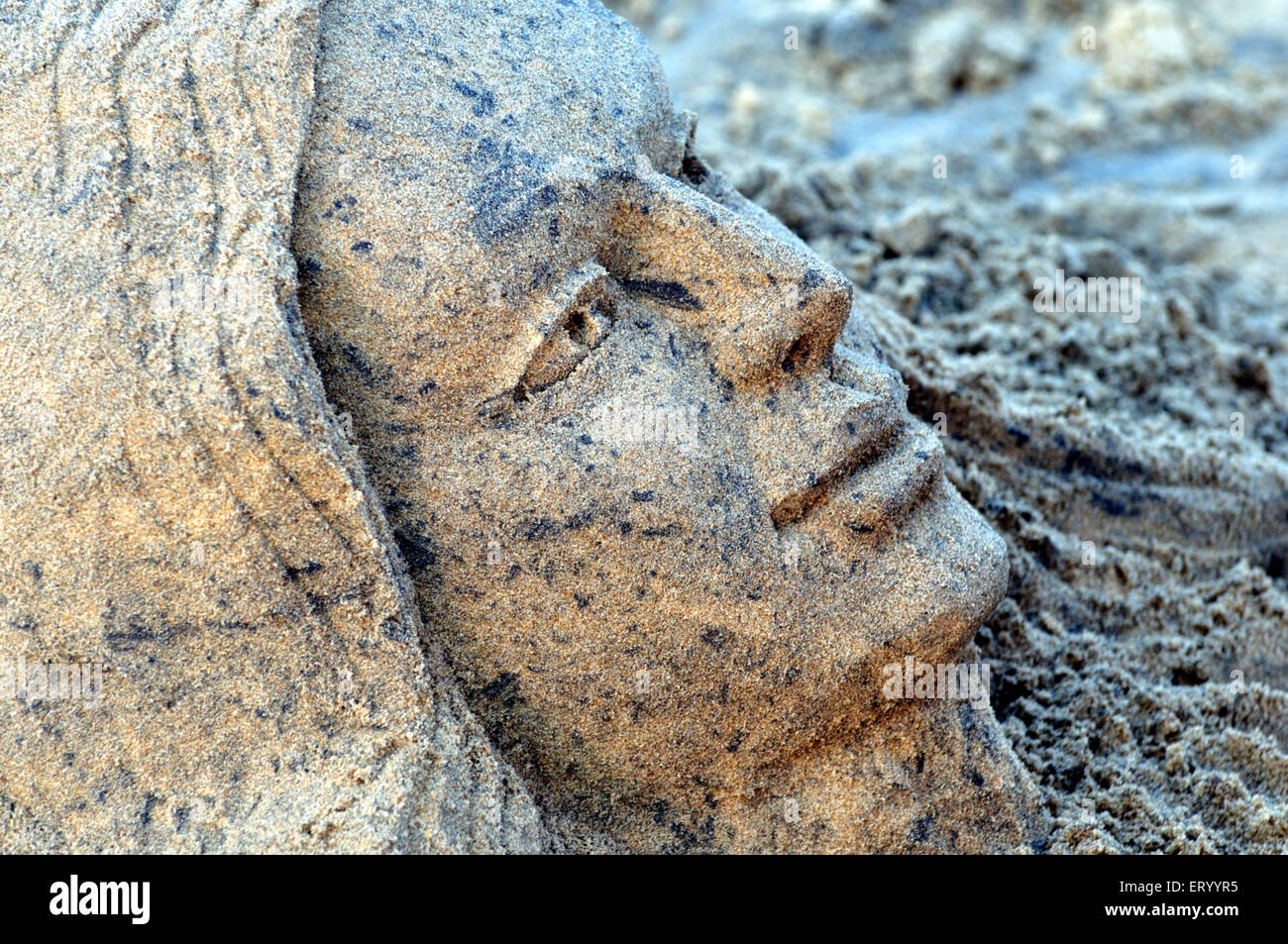 Sandskulptur, Sandkunst, Goldener Strand, Puri Strand; Orissa; Odisha ...