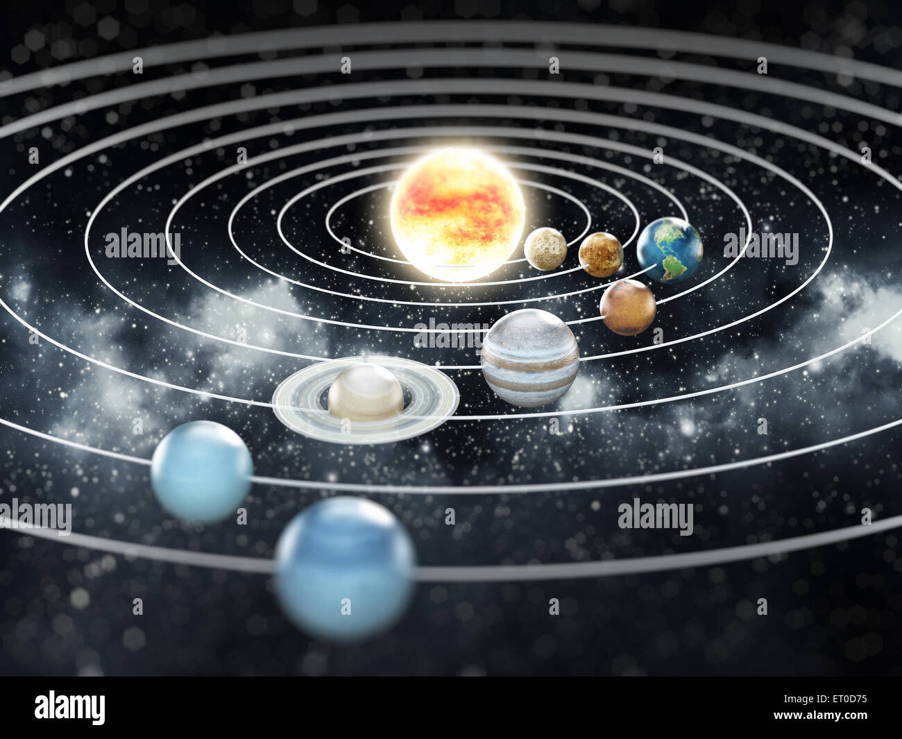 Solar-System mit acht Planeten Stockfotografie - Alamy