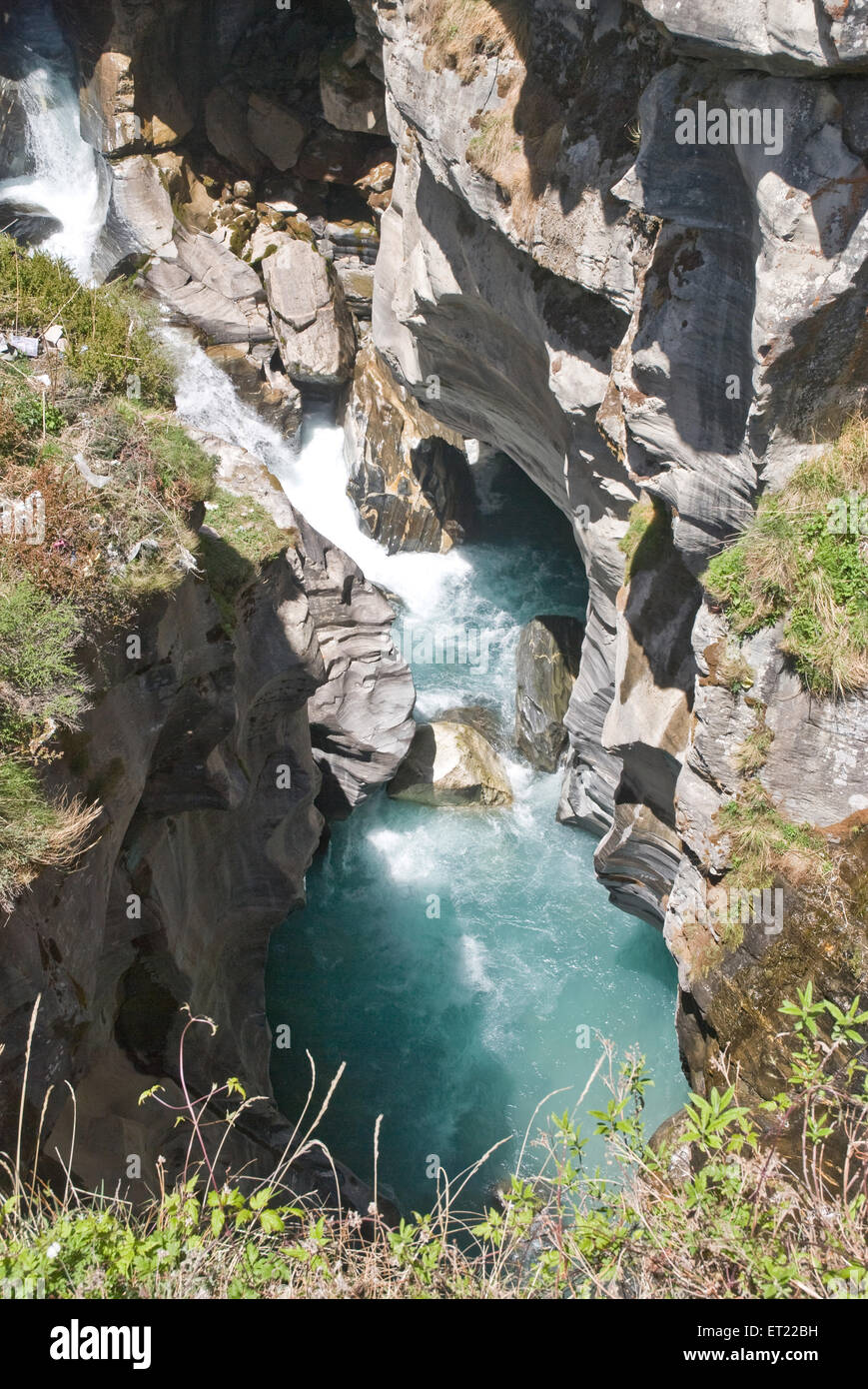 Fluss-Quelle; Alaknanda-Fluss; Keshav Prayag; Mana; Badrinath; Chamoli ...