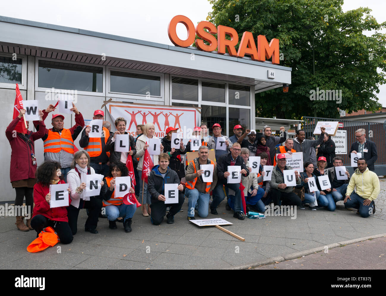 Berlin, Deutschland, Osram verfolgt Protest gegen den geplanten Abbau ...