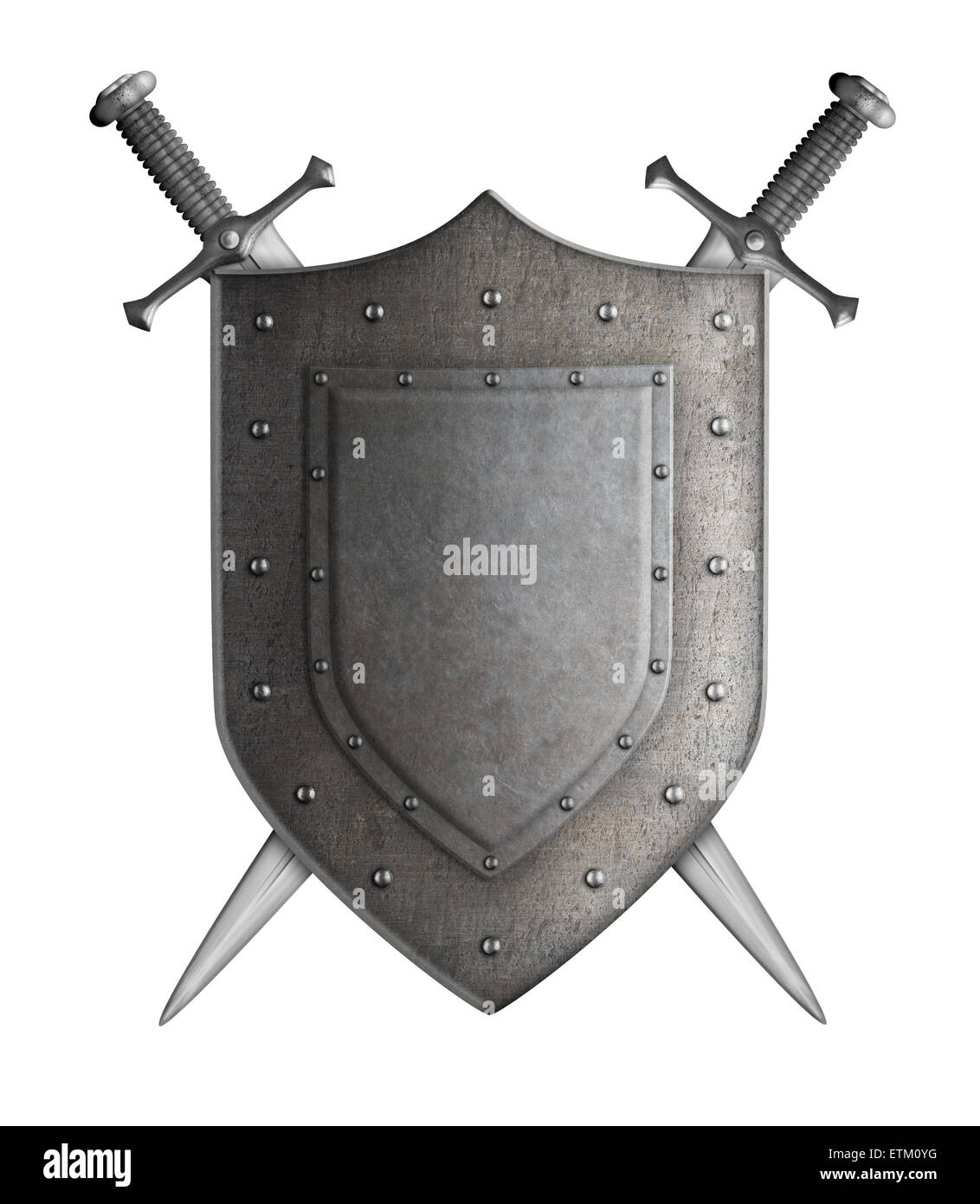 Wappen der mittelalterlichen Ritter Schild und Schwert isoliert ...