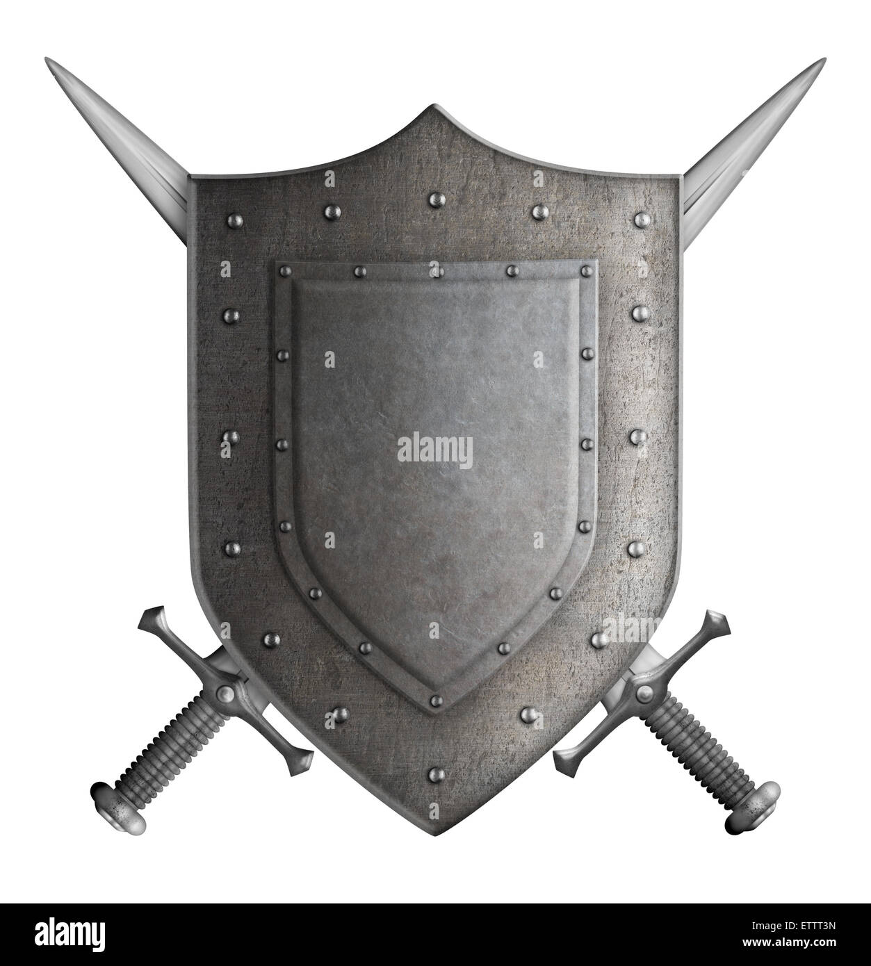 Wappen der mittelalterlichen Ritter Schild und zwei Schwerter isoliert ...