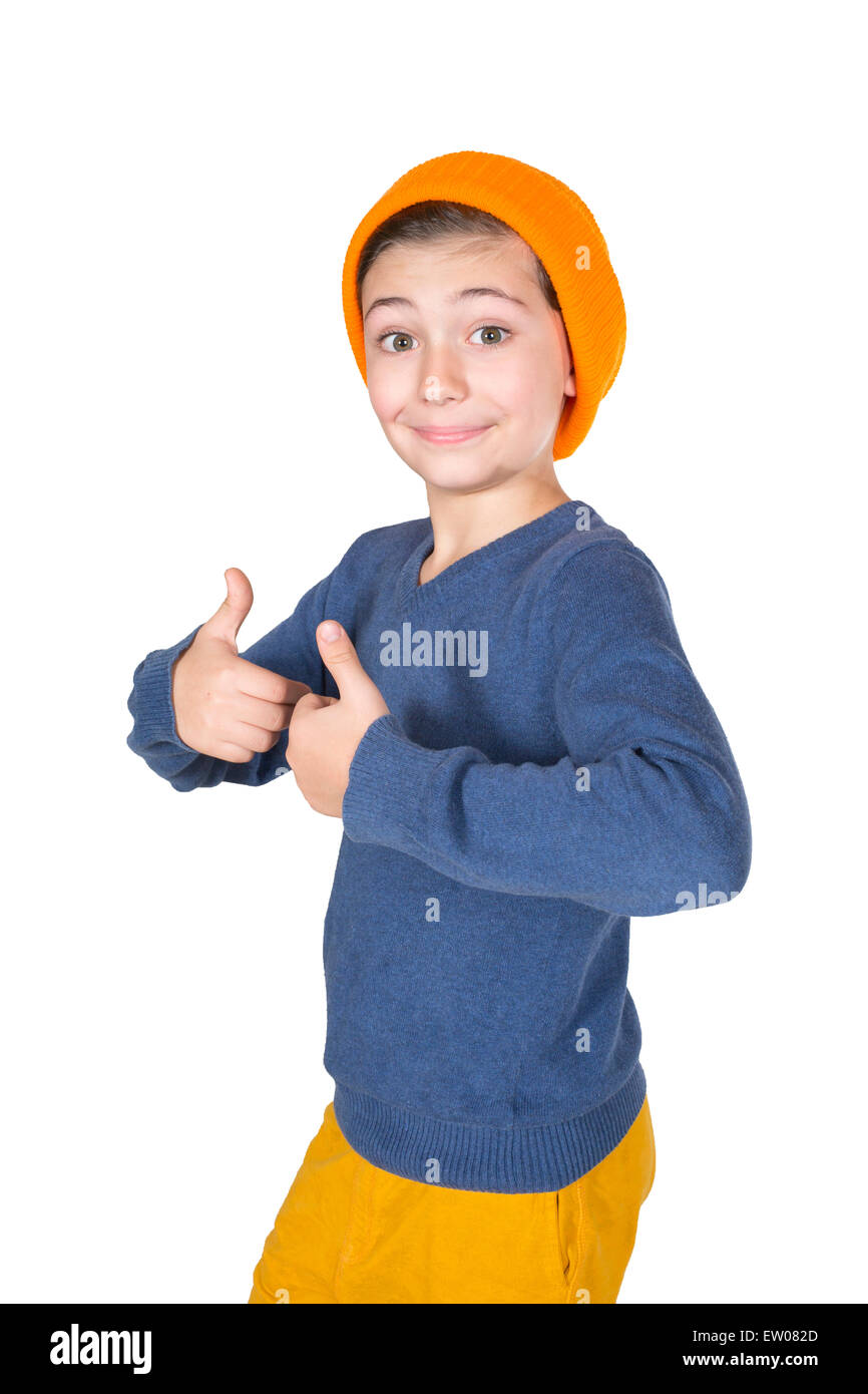 Bildnis eines Knaben, seine Daumen aufgeben Stockfotografie - Alamy