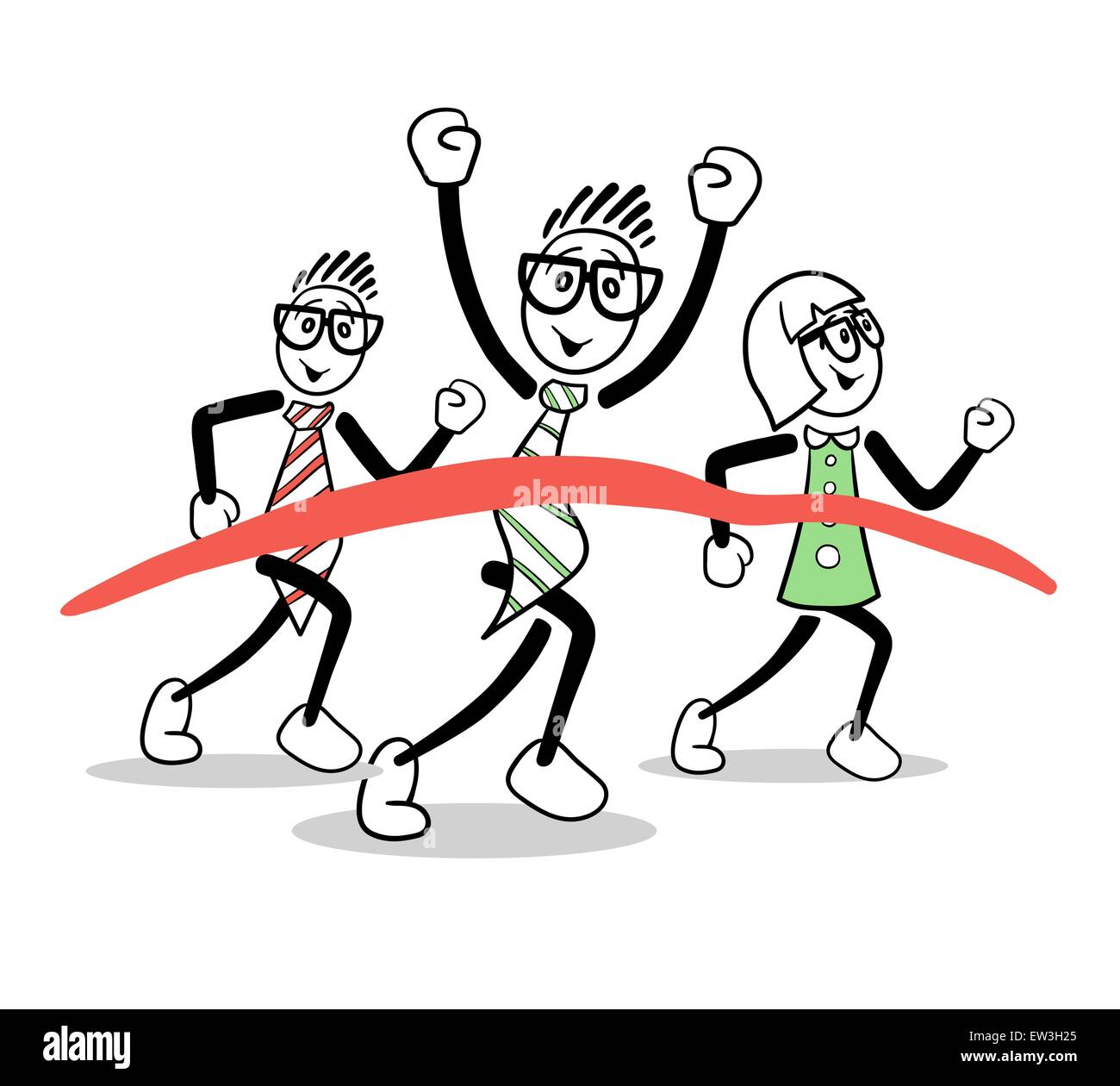 Digital erzeugte Cute Karikaturen ein Rennen zu gewinnen Stock ...
