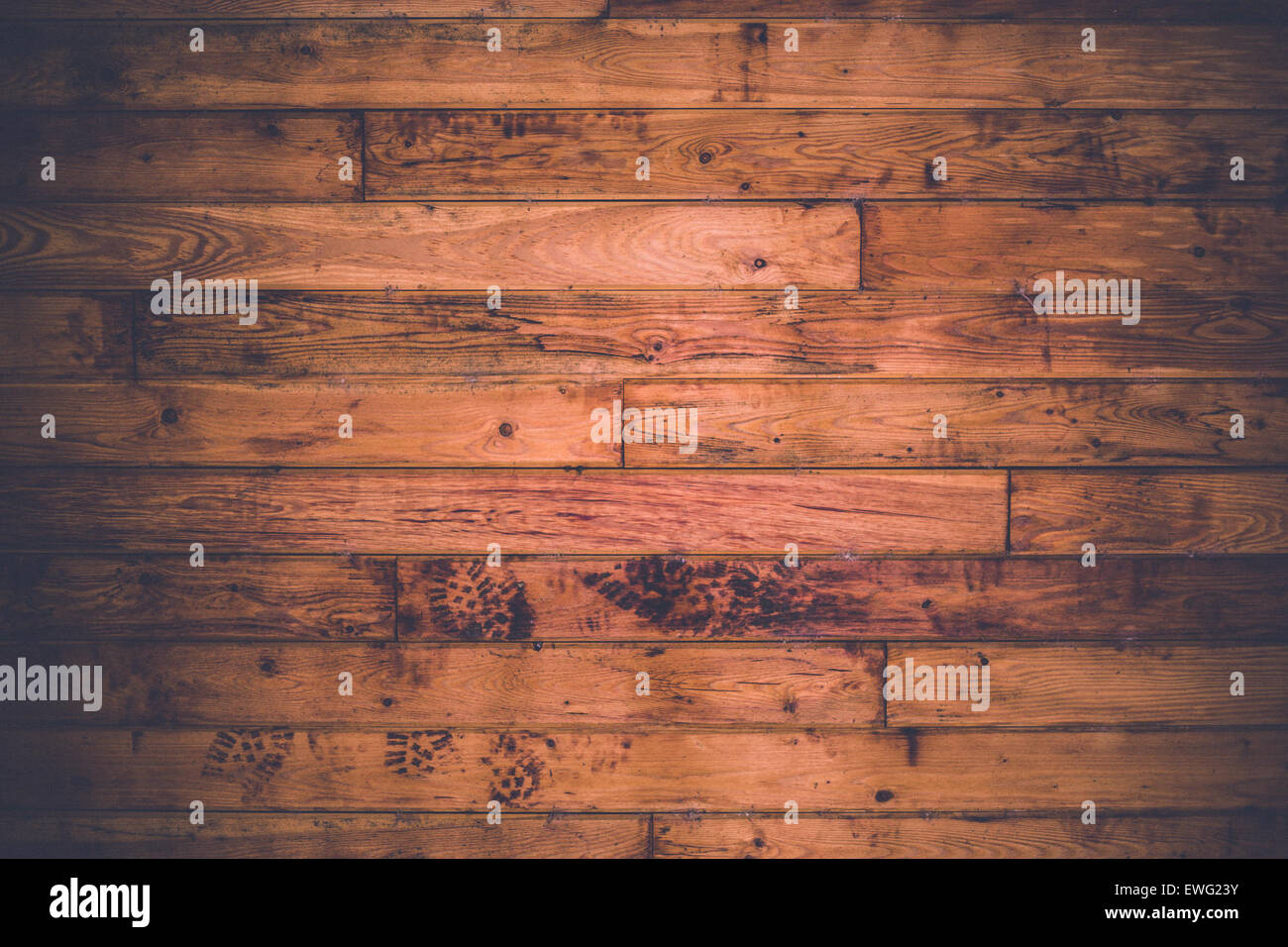 Wood Flooring Textur mit Fuß Drucke Bodenbelag Muster Planken Holz Holz ...