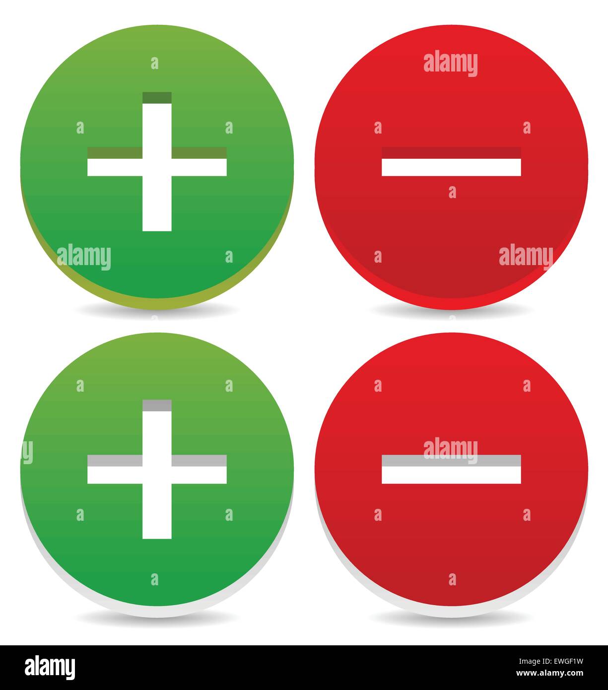 Plus- und minus-Zeichen, Symbole, Vektor-Eps 10 Stock-Vektorgrafik - Alamy