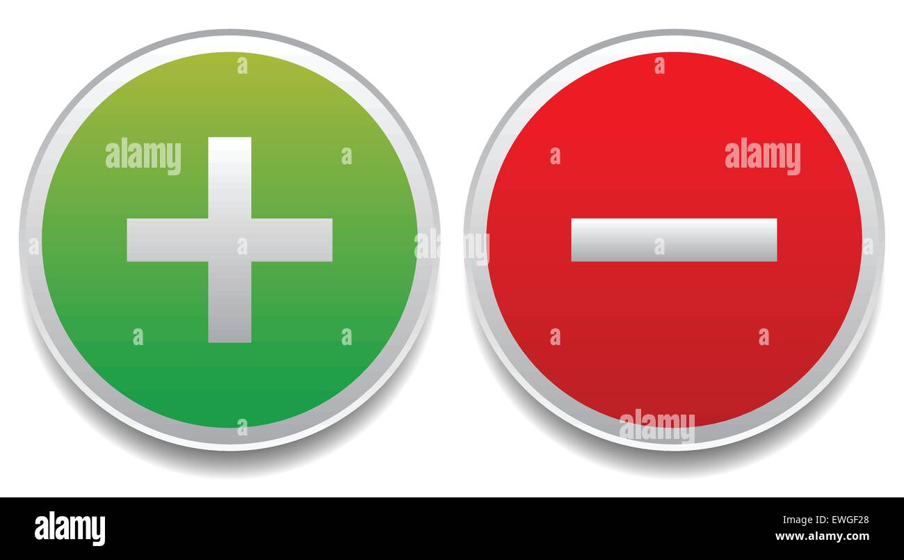 Plus- und minus-Zeichen, Symbole, Vektor-Eps 10 Stock-Vektorgrafik - Alamy