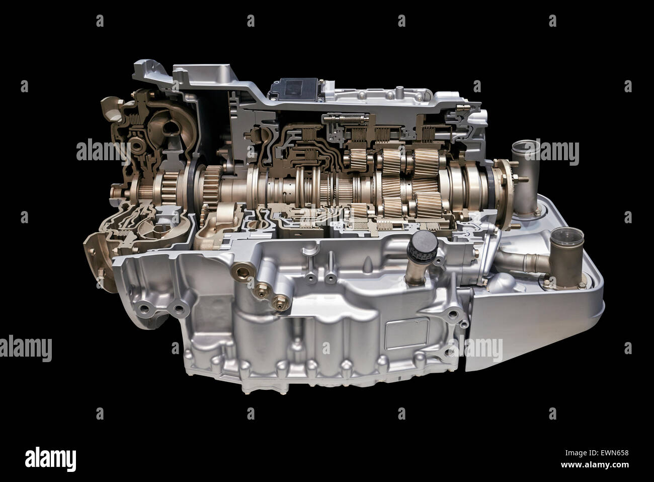 Moderne Auto Motor und Getriebe Box isoliert mit Beschneidungspfad ...