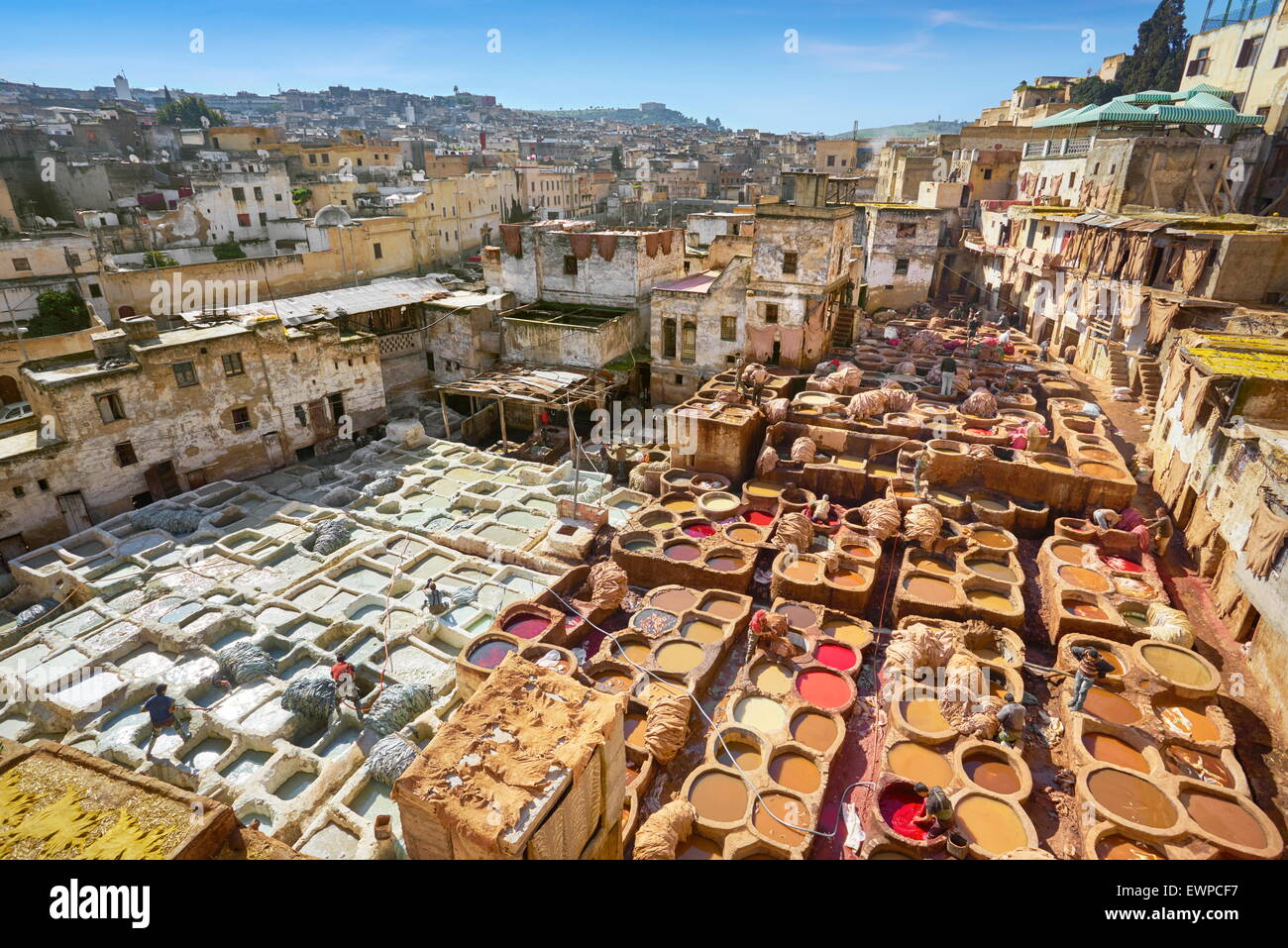 Medina von Fes - Chouwara-Leder-Gerberei in alten Fes, Marokko, Afrika ...