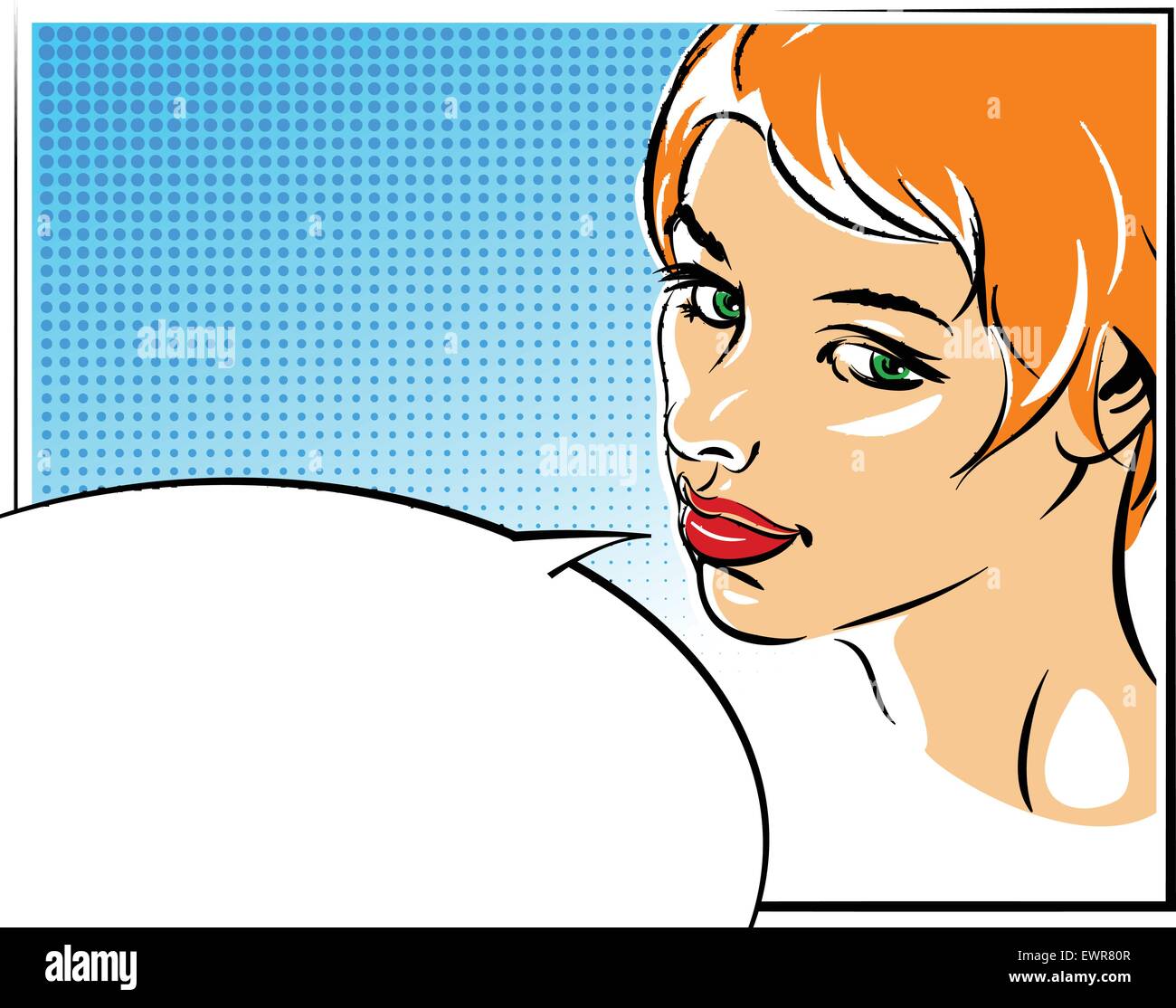 Pop Art Vektor Illustration Von Einer Frau Gesicht Stock Vektorgrafik