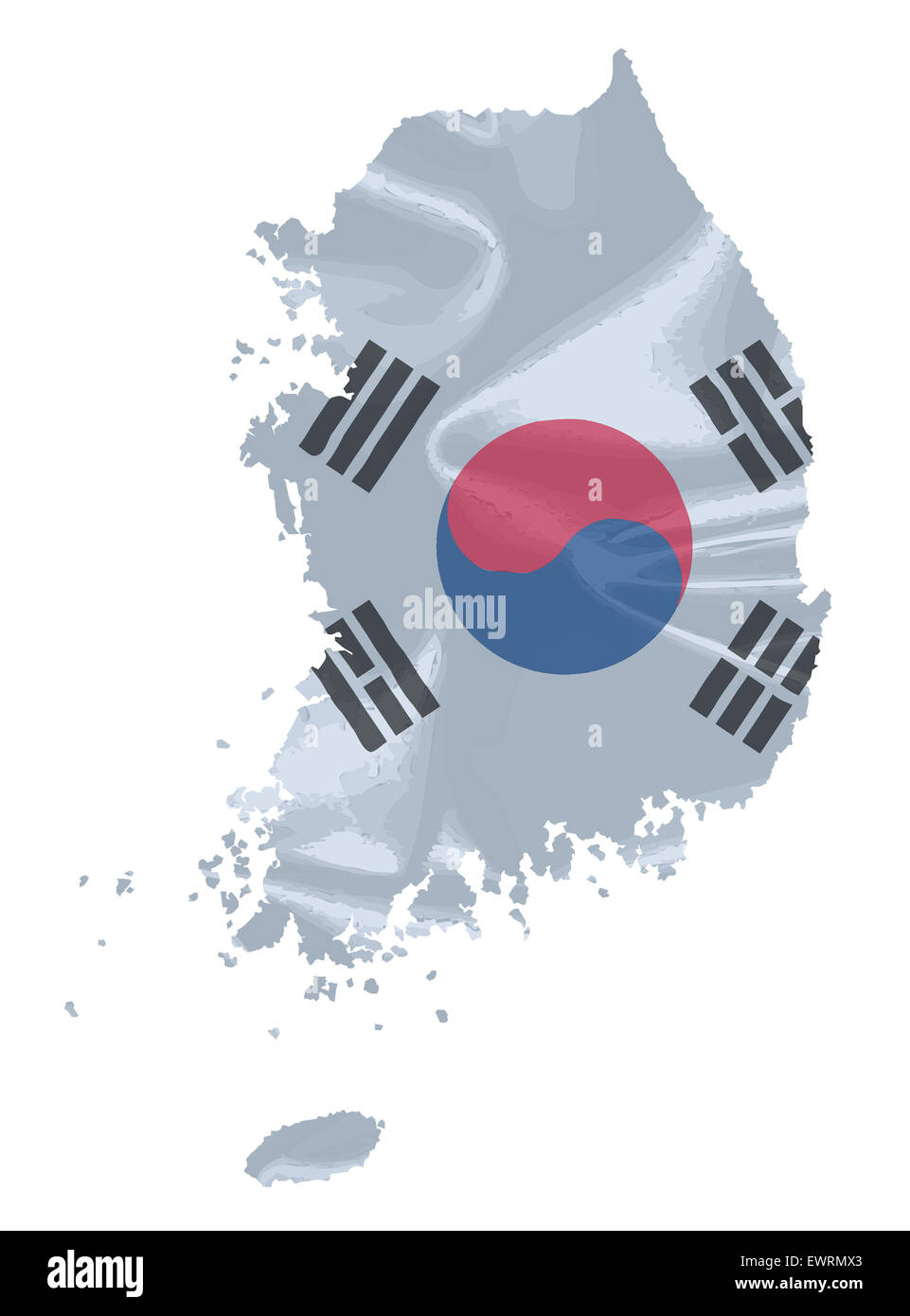 Die Flagge Von Südkorea Mit Seide Wirkung Als Einen Ausschnitt Der