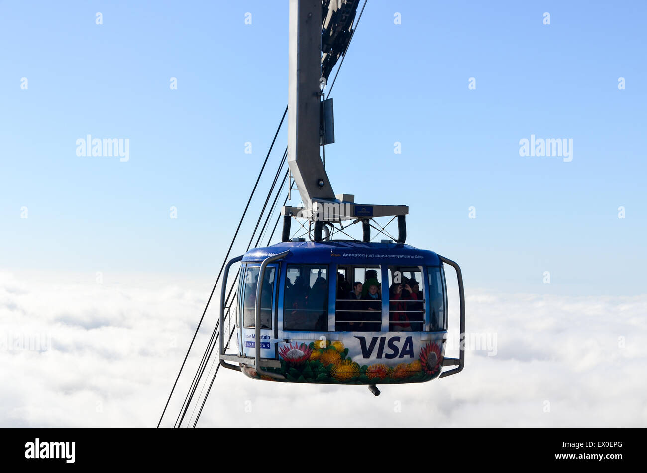 Seilbahn von der Table Mountain Luftseilbahn, Kapstadt, steigt in den ...