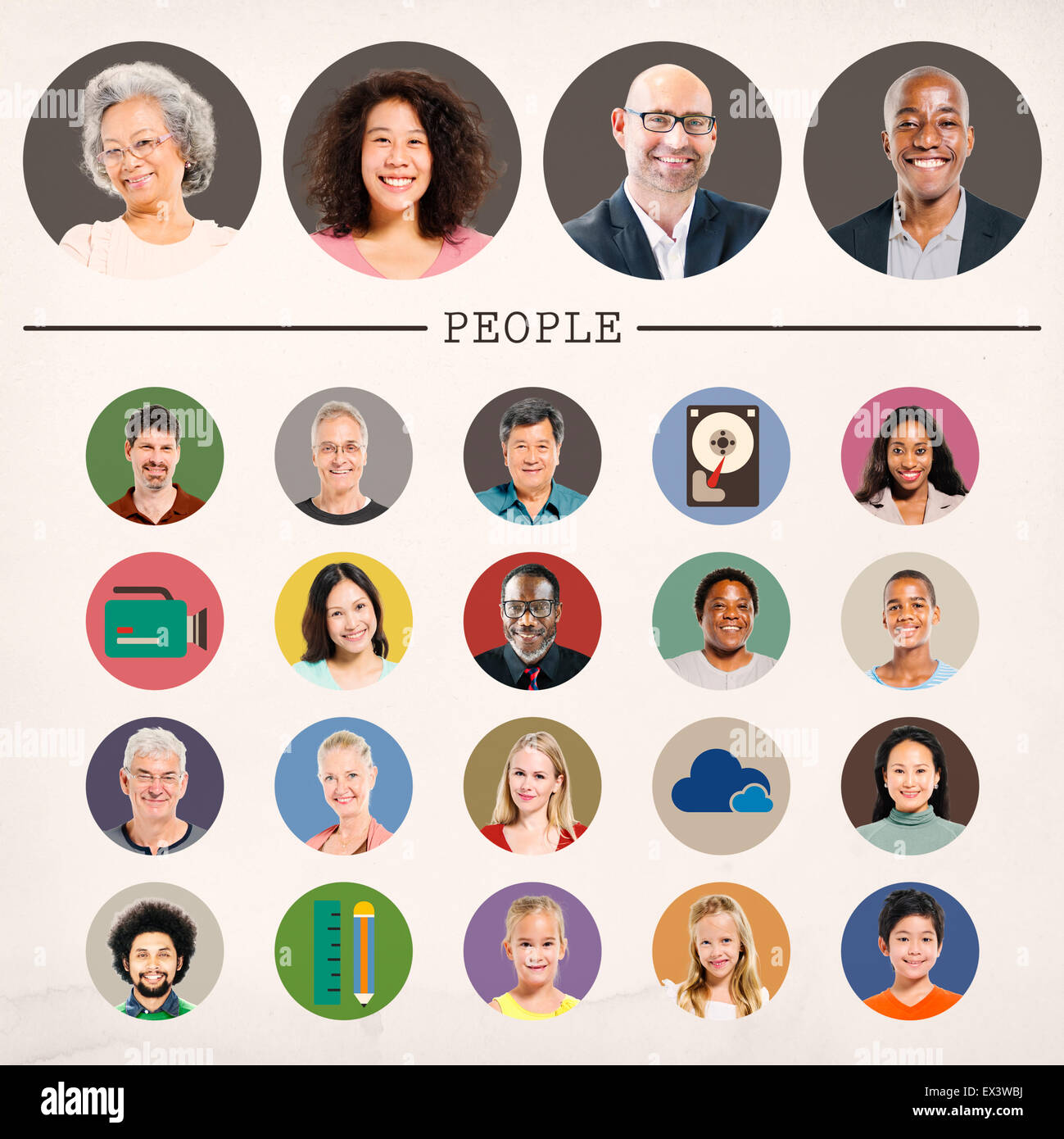 Gesichtern Menschen Vielfalt Gemeinschaftskonzept Portrait ...