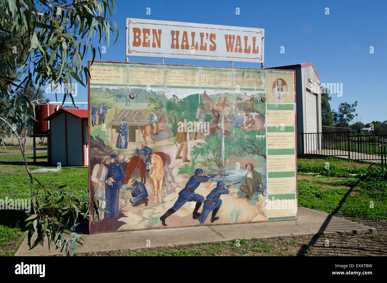 Wandbild Darstellung der Geschichte und der australische Bushranger Ben ...