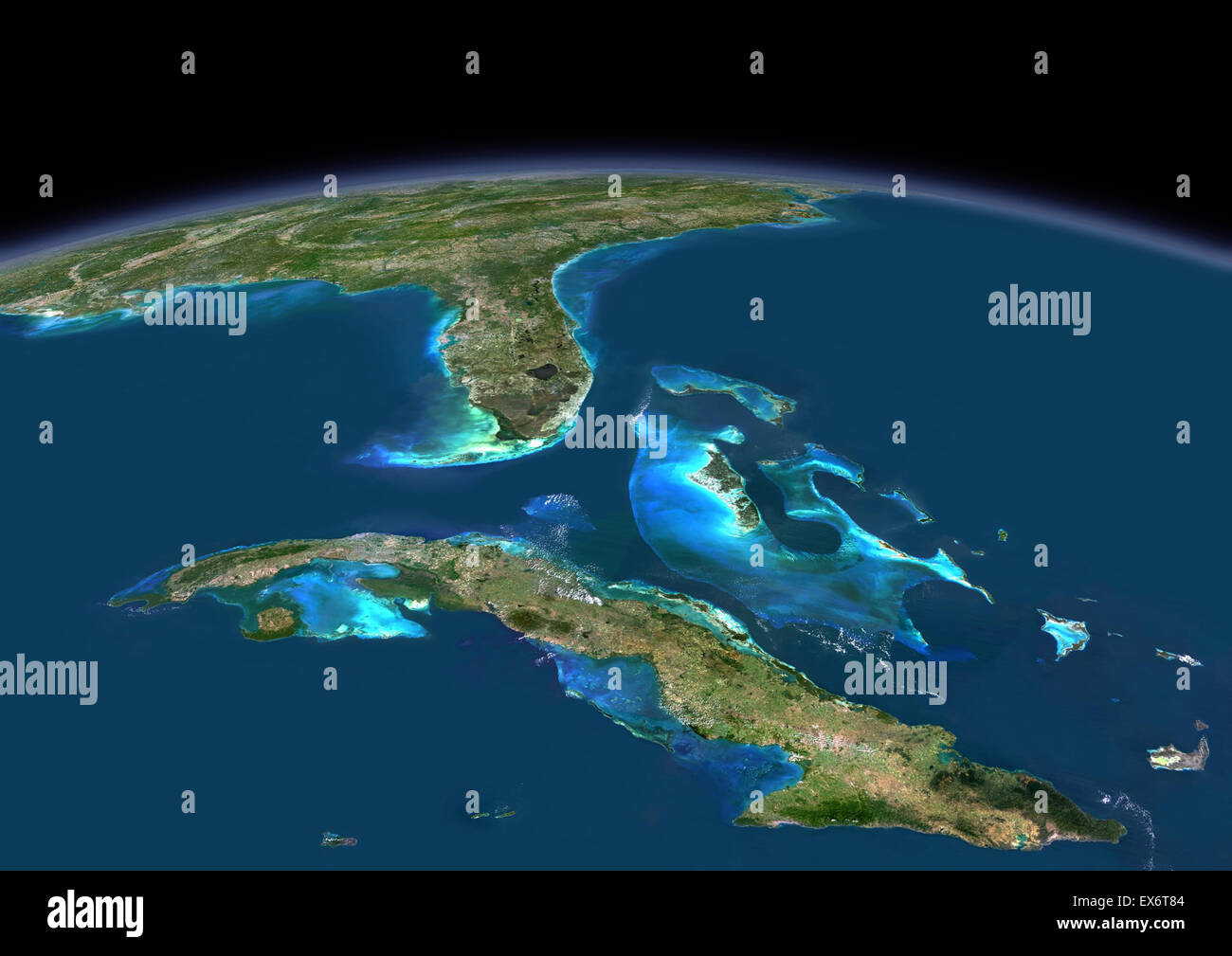 3D Satellitenbild von Kuba und Florida Stockfotografie - Alamy