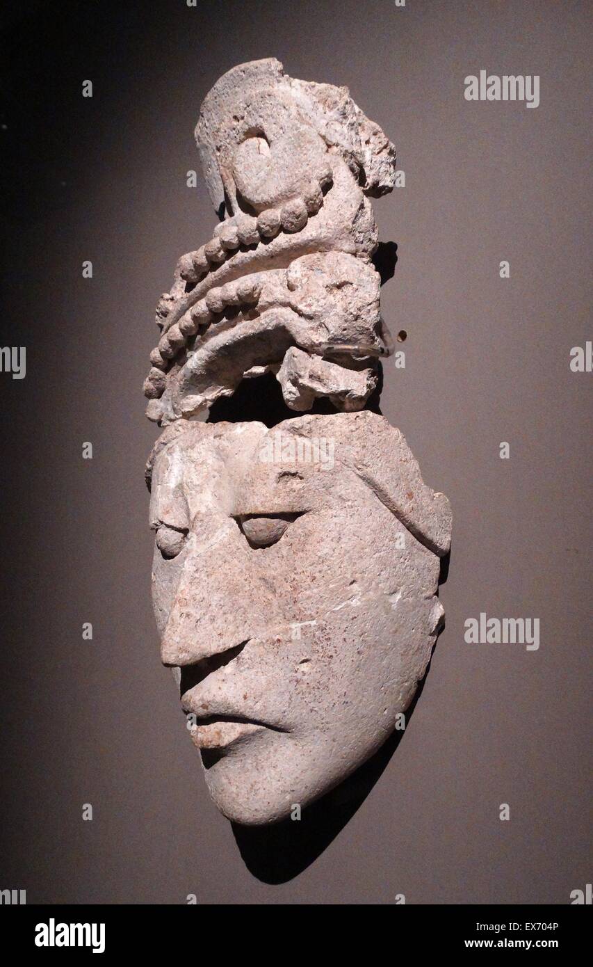 Maya-Stuck Porträt Kopf von einem weiblichen Würdenträger, mit ...