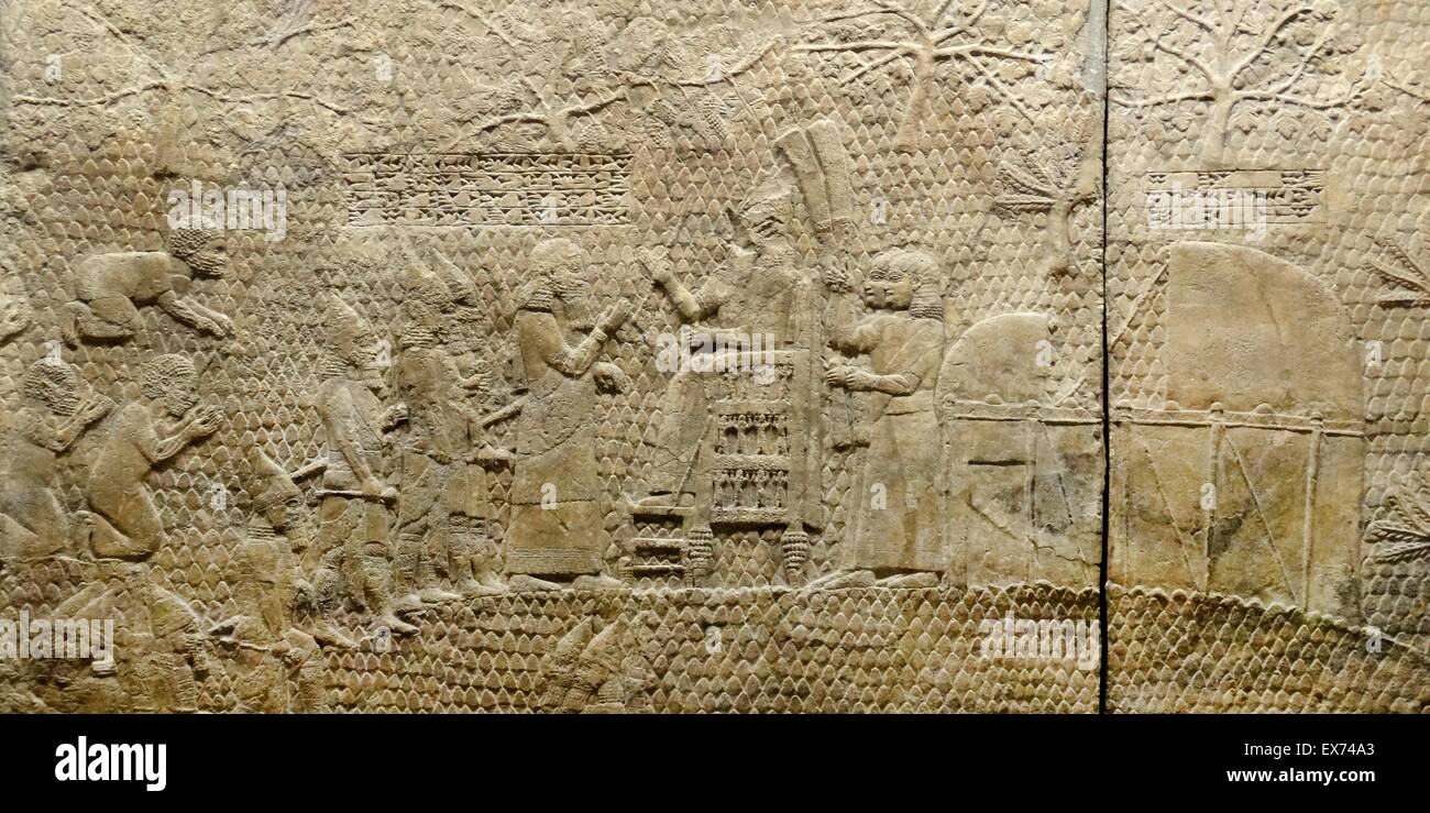 Sanherib Uhren die Erfassung von Lachish. Assyrische Reliefs, etwa 700 ...