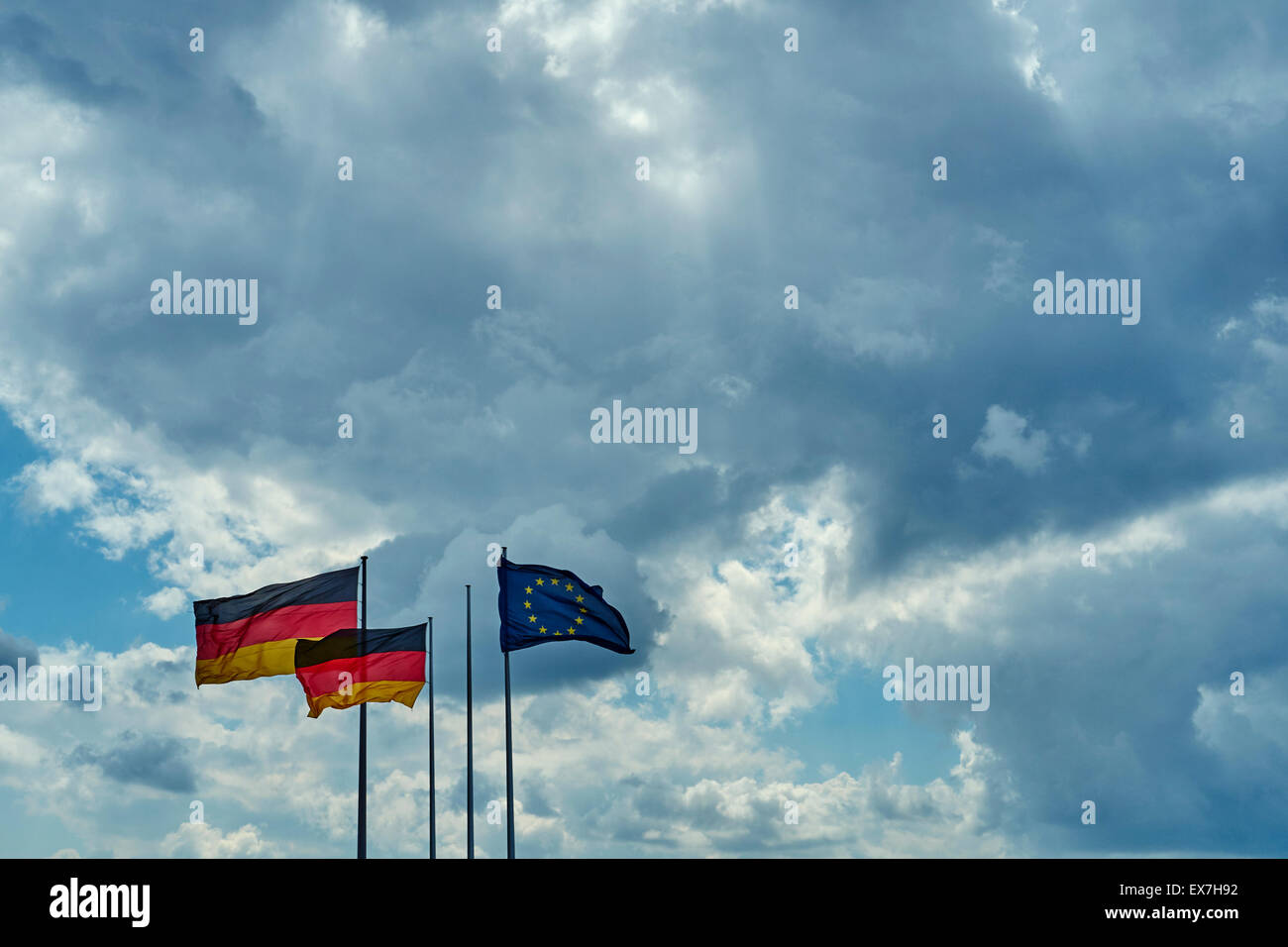 German Flag Blowing In Wind Stockfotos und -bilder Kaufen - Alamy