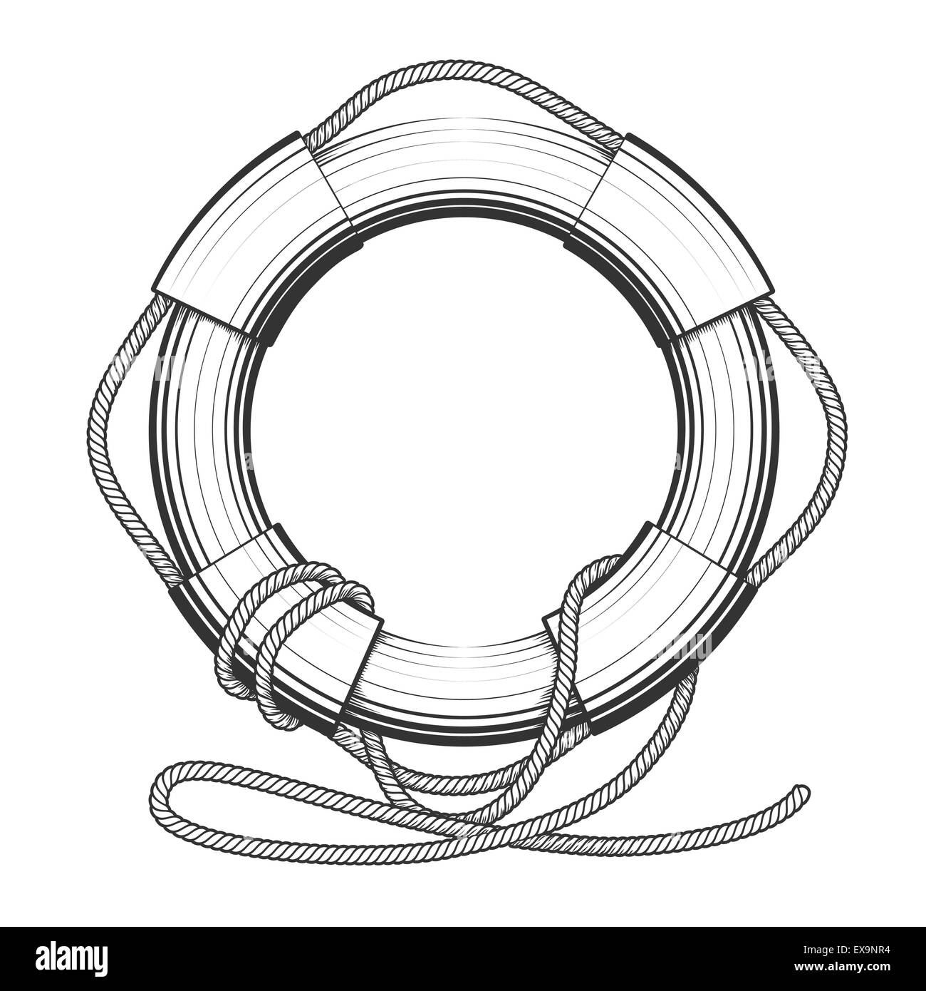 Hoch detaillierte Rettungsring Rettungsring in Gravur Stil gezeichnet ...
