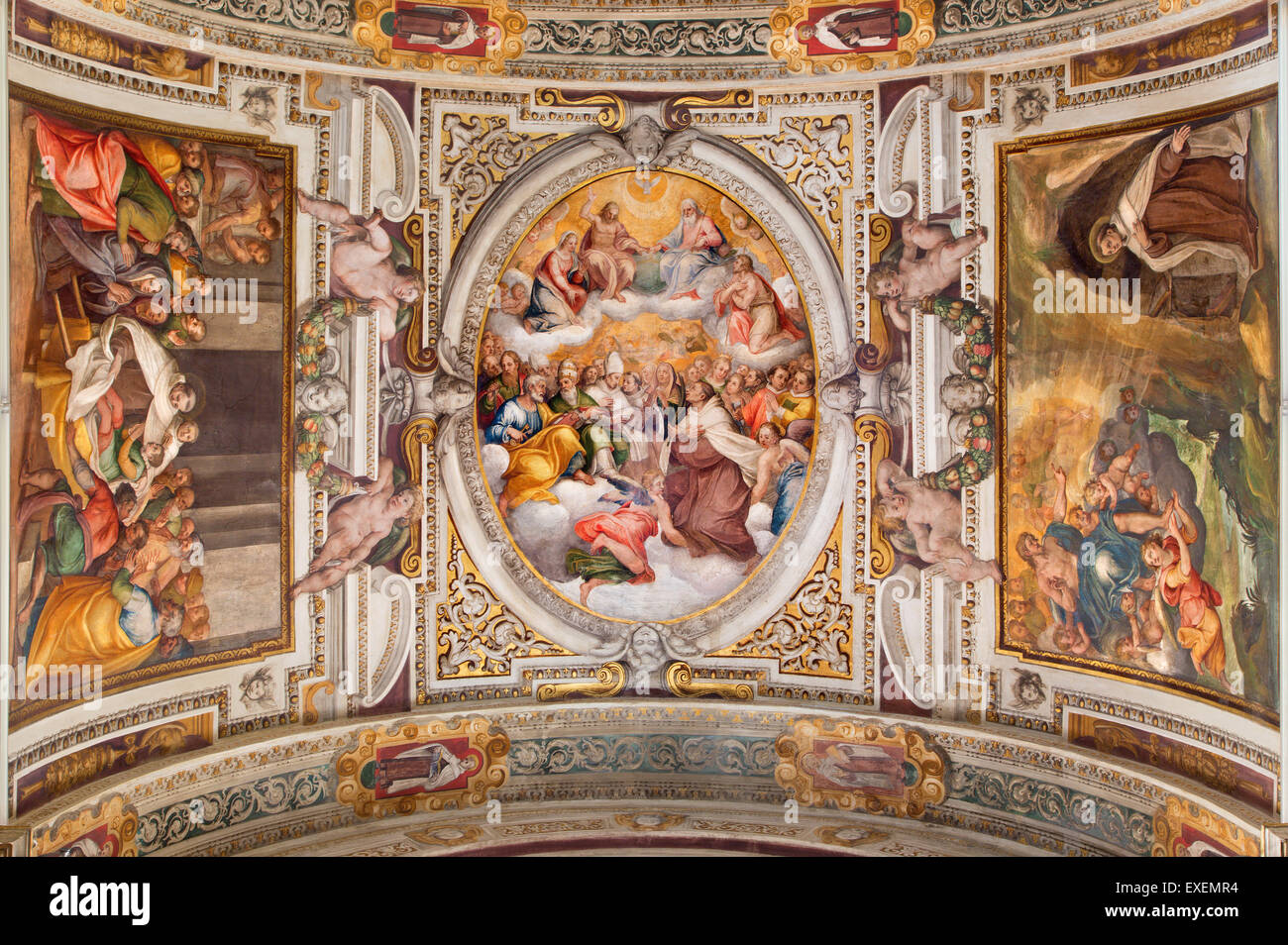 Rom - das Deckenfresko der Gloria di San Canuto in Seitenkapelle Chiesa ...