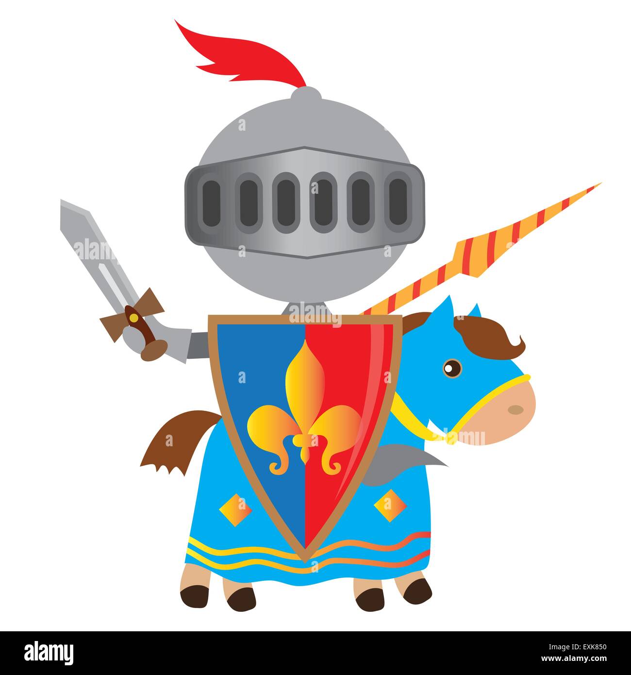 Ritter, junge, Vektor, Cartoon, Illustration, niedlich ...