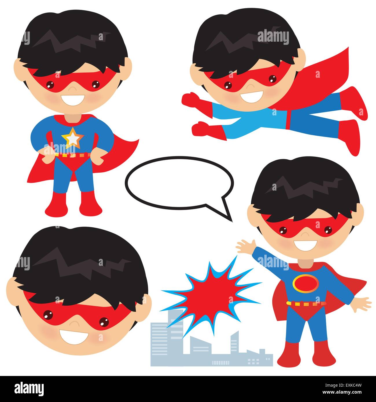 Superheld, junge, Vektor, Cartoon, Illustration, niedlich Stock ...