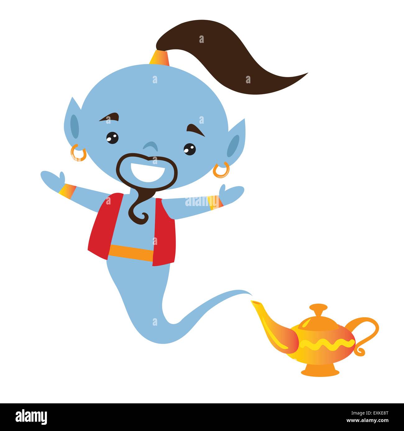 Genie Wunderlampe Vektor Cartoon Illustration Stock Vektorgrafik